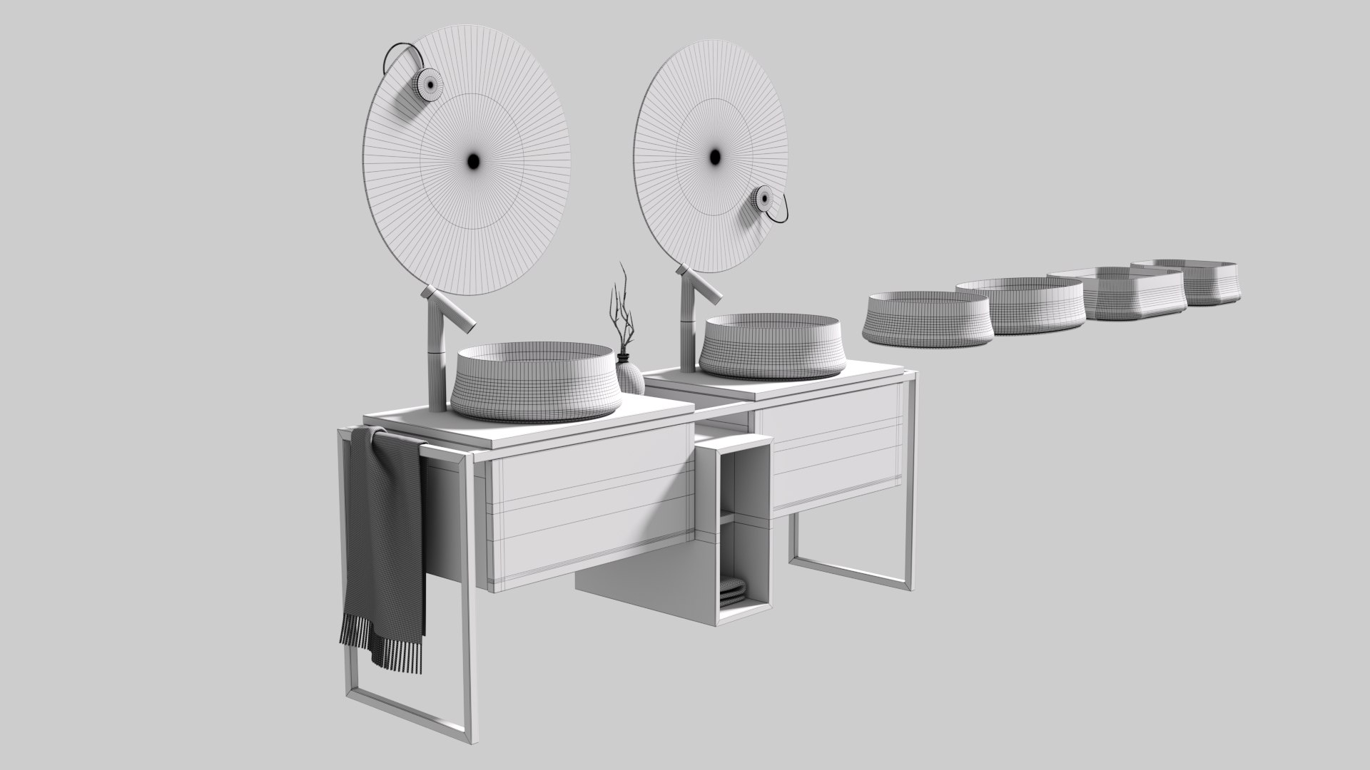 3D Model Simas Sharp Modern Double Vanity Sink With Customizable Basins - TurboSquid 2307193