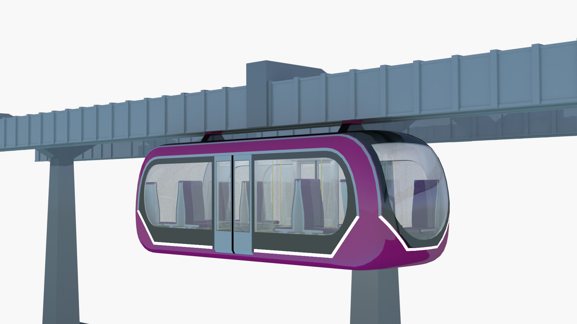 3D Elevated Train Pink Model - TurboSquid 1989073