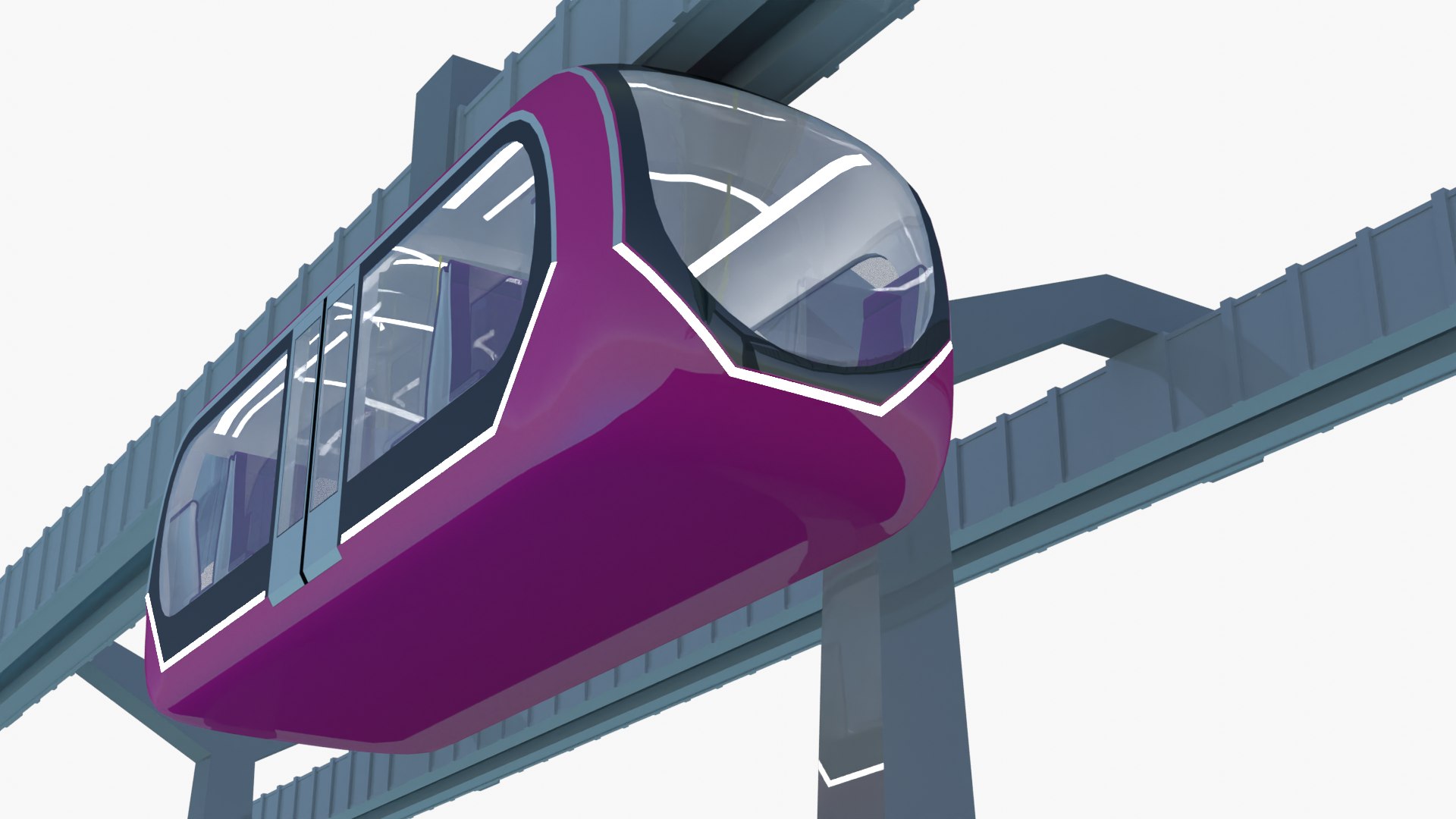 3D Elevated Train Pink Model - TurboSquid 1989073
