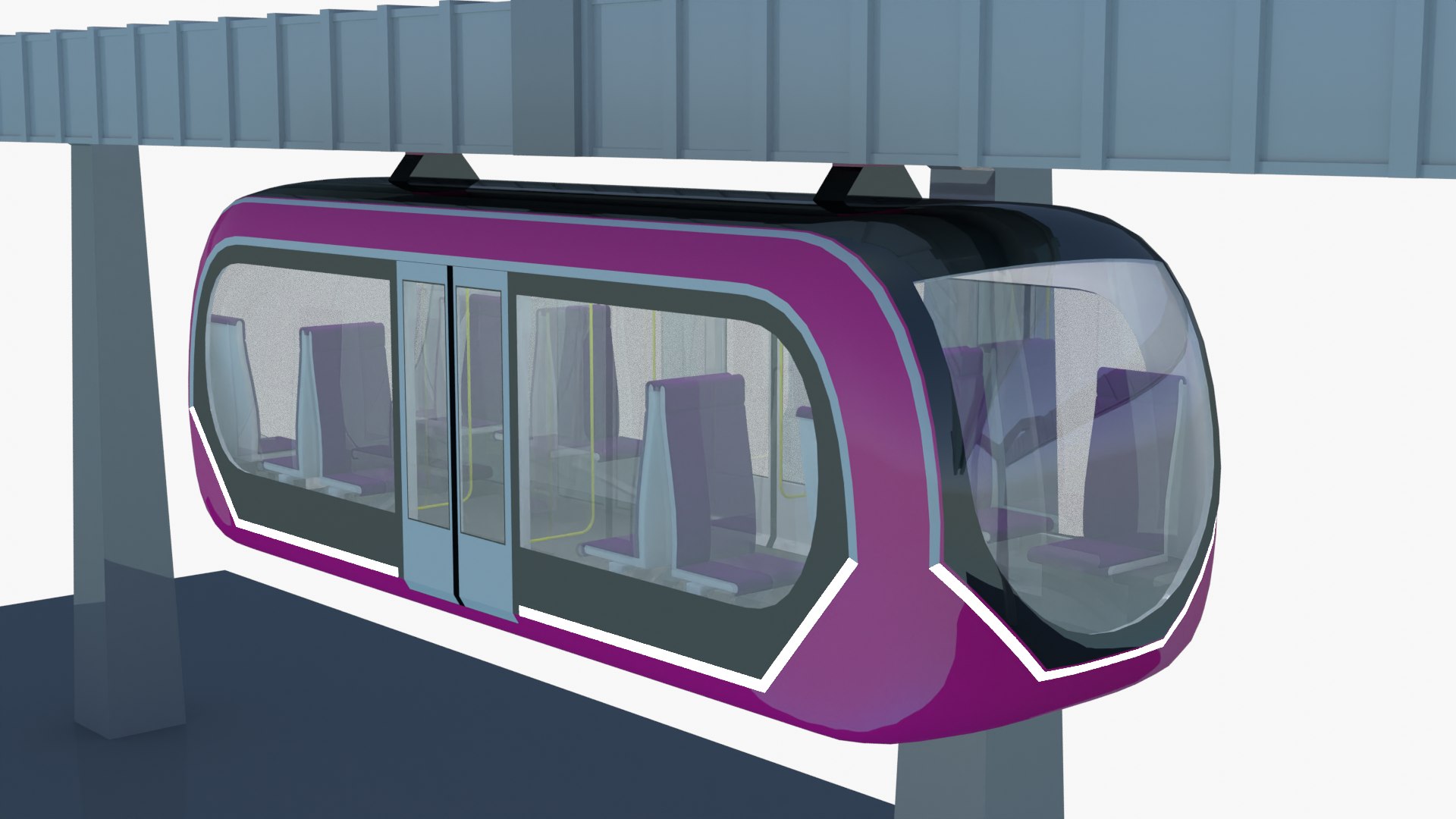 3D Elevated Train Pink Model - TurboSquid 1989073