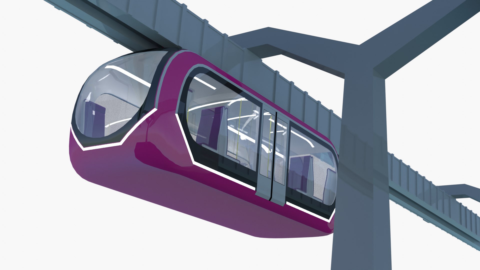 3D Elevated Train Pink Model - TurboSquid 1989073