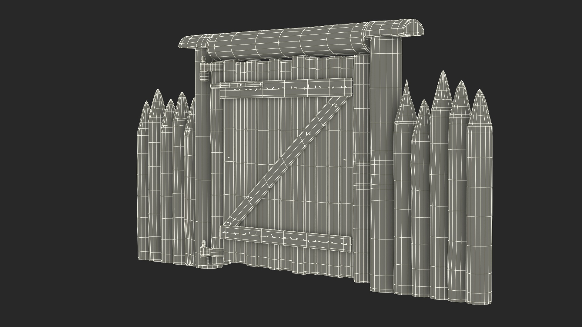 Village Gate With Fence 3D Model - TurboSquid 2350649