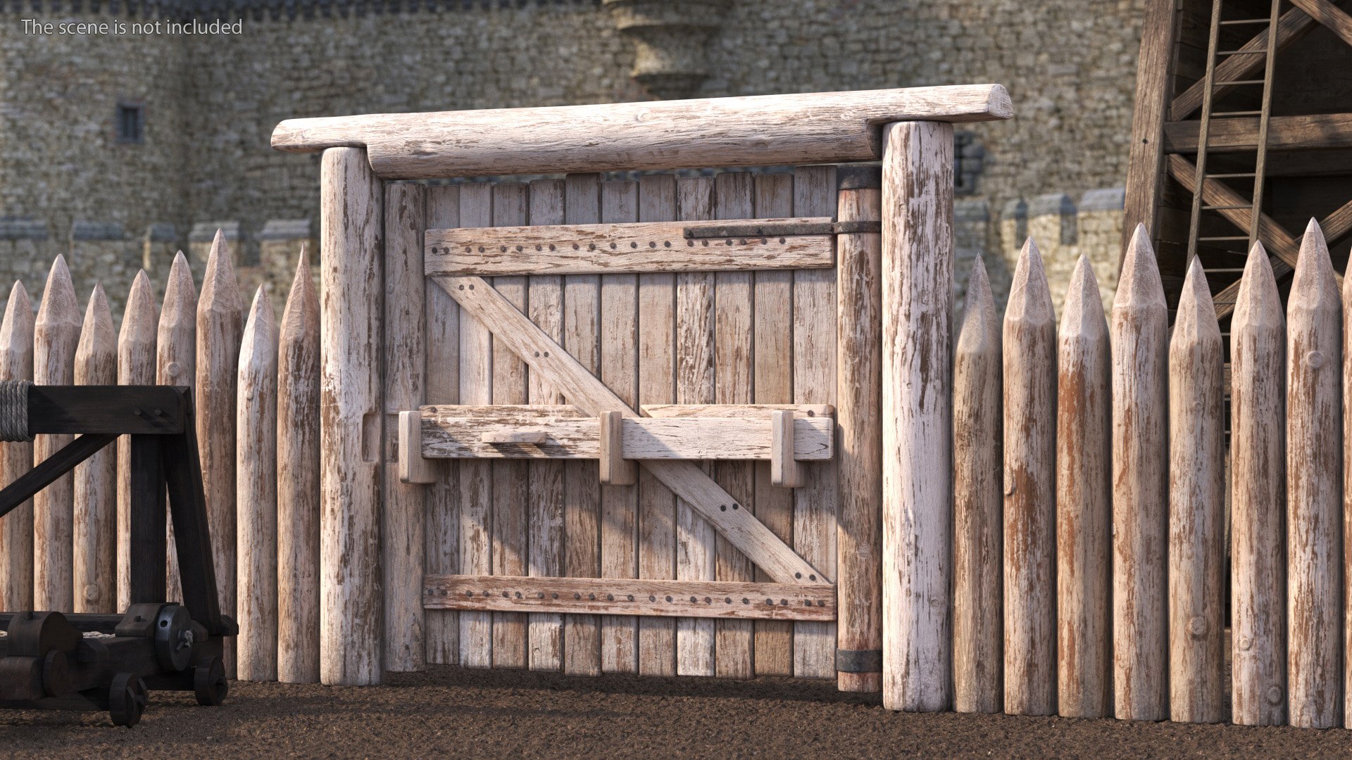 Village Gate With Fence 3D Model - TurboSquid 2350649