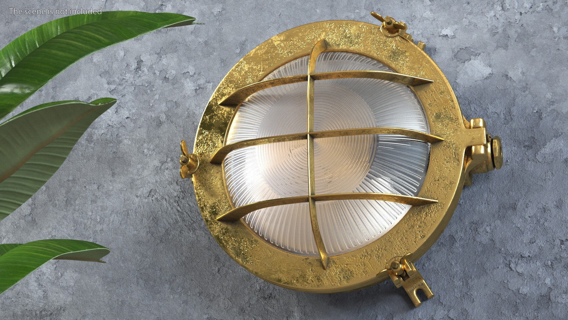 Cage Bulkhead Light Brass With Ribbed Glass On State Model - TurboSquid ...