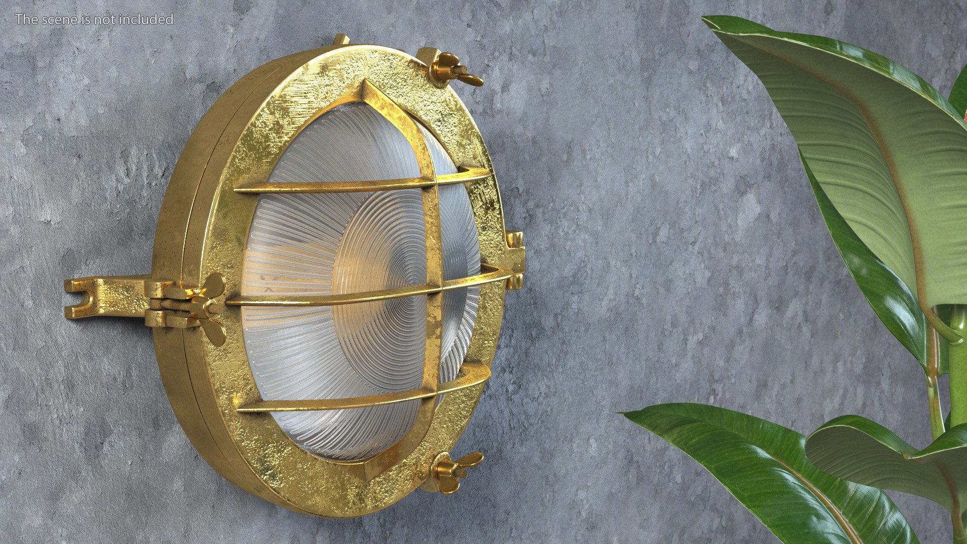 Cage Bulkhead Light Brass With Ribbed Glass On State Model - TurboSquid ...
