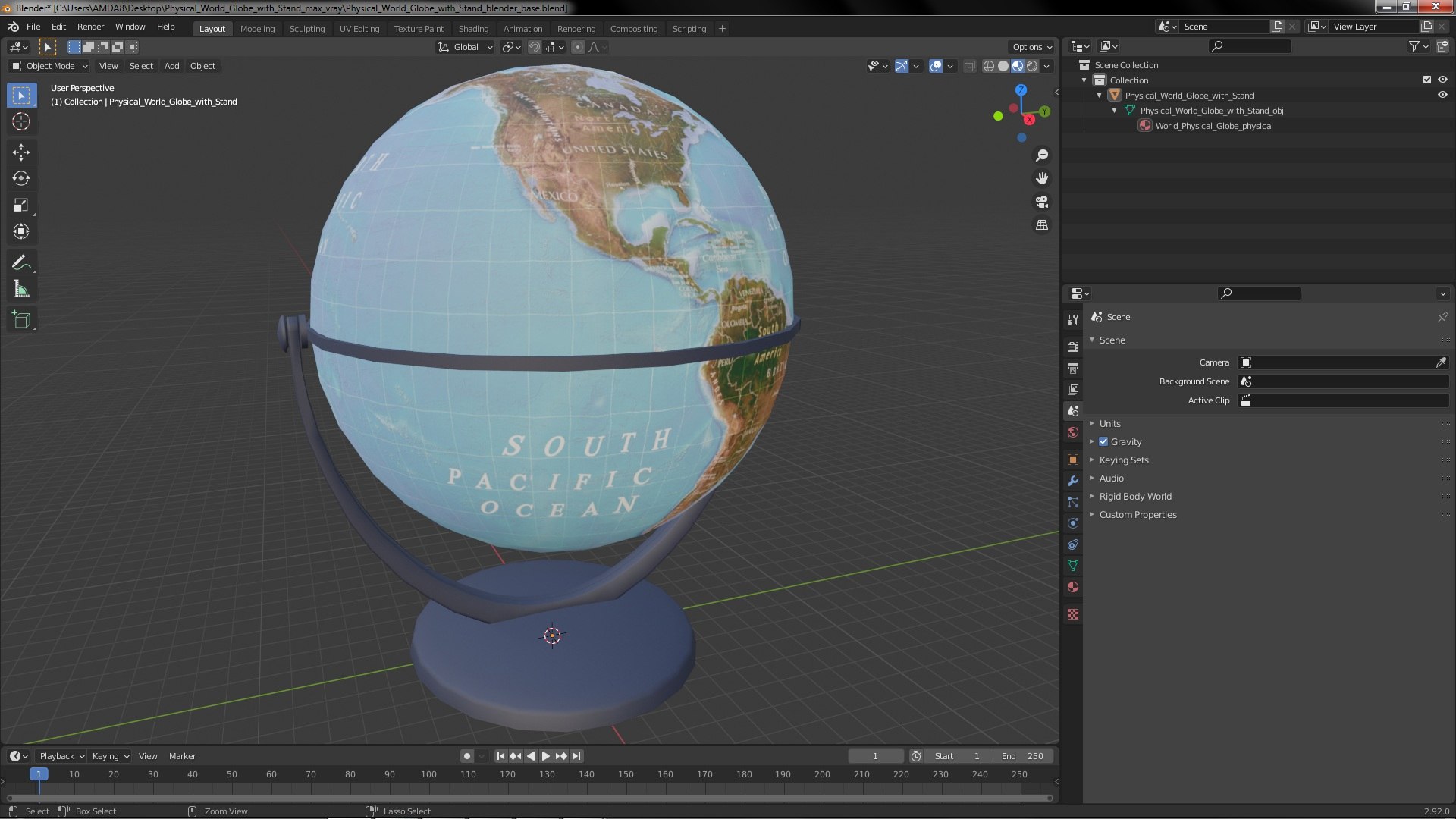 Physical World Globe with Stand model - TurboSquid 1879422
