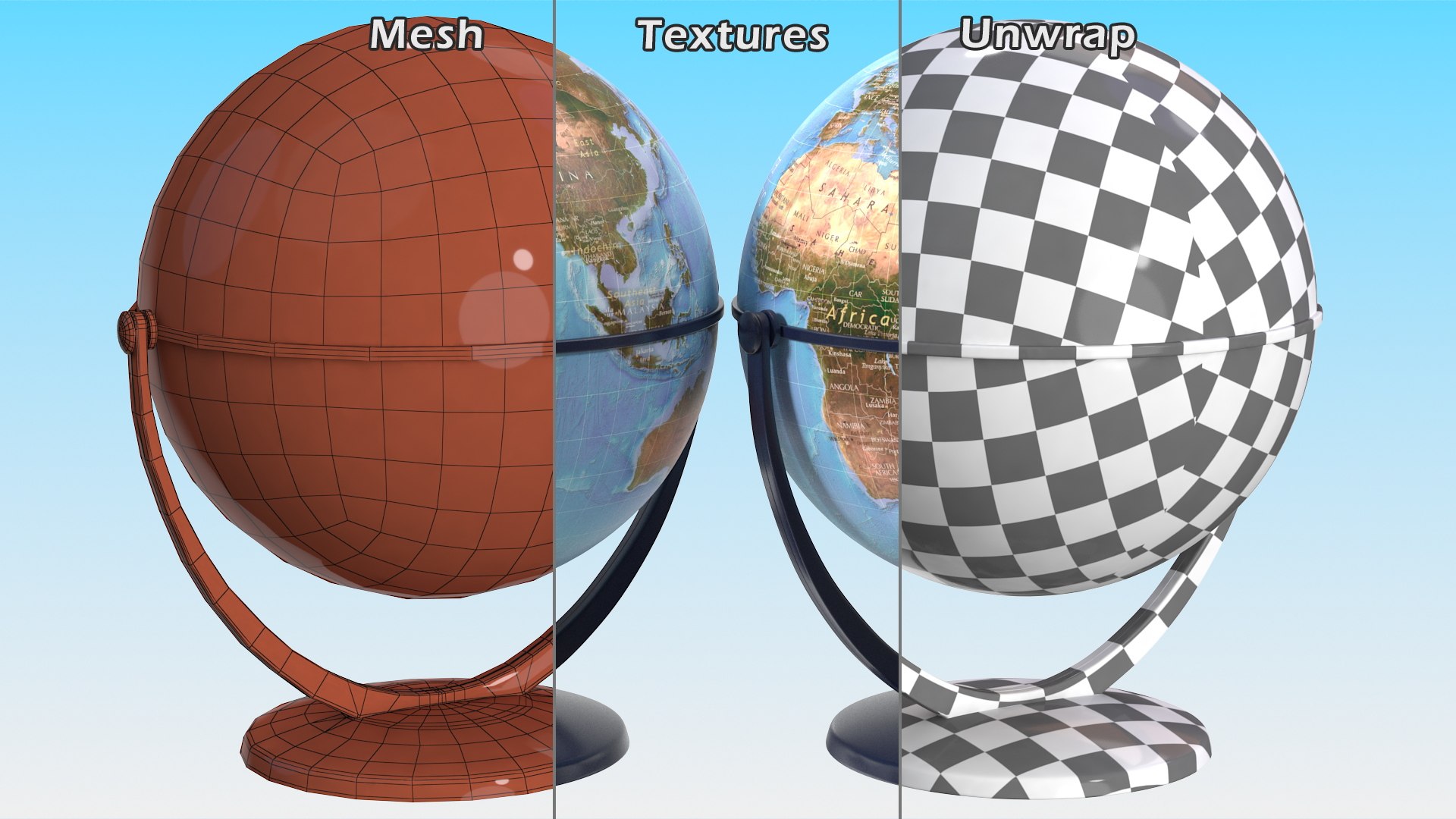 Physical World Globe with Stand model - TurboSquid 1879422