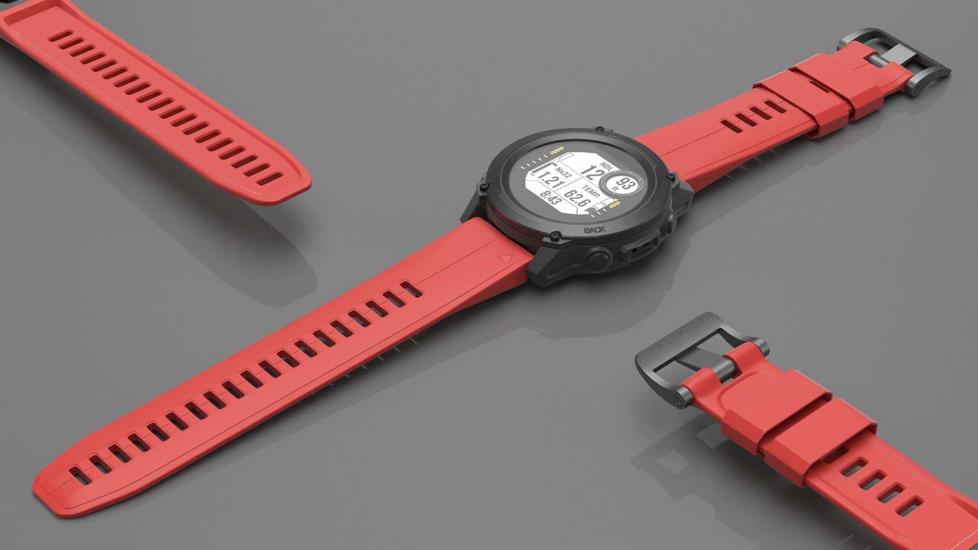 3D Dive Smartwatch Red Band - TurboSquid 2112696
