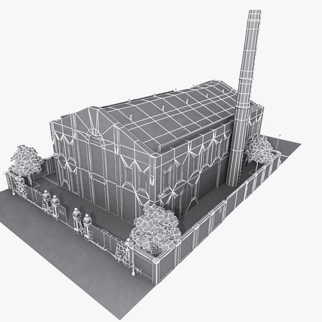 photorealistic old factory 3d model