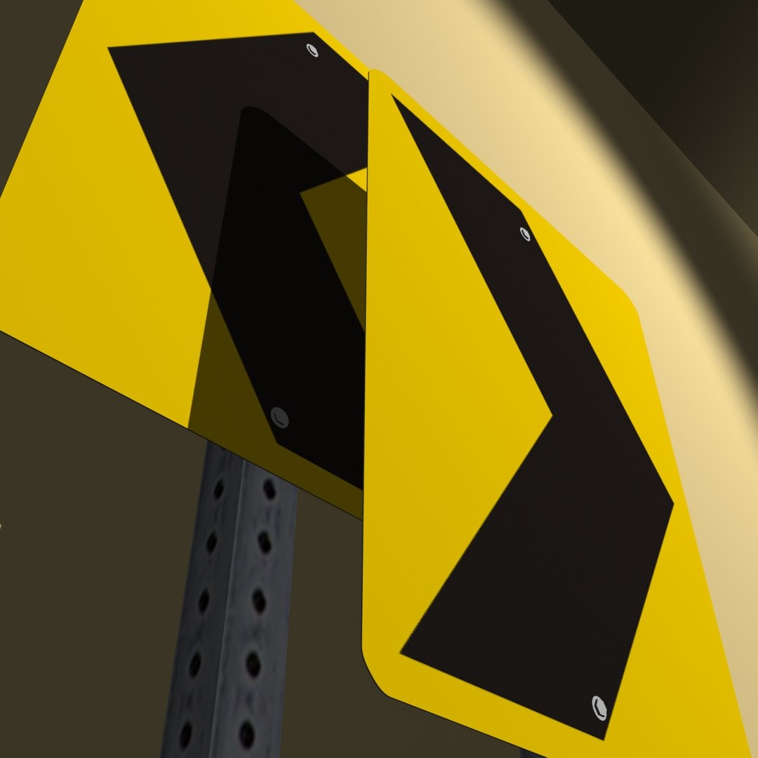Left Warning Chevrons Sign 3ds