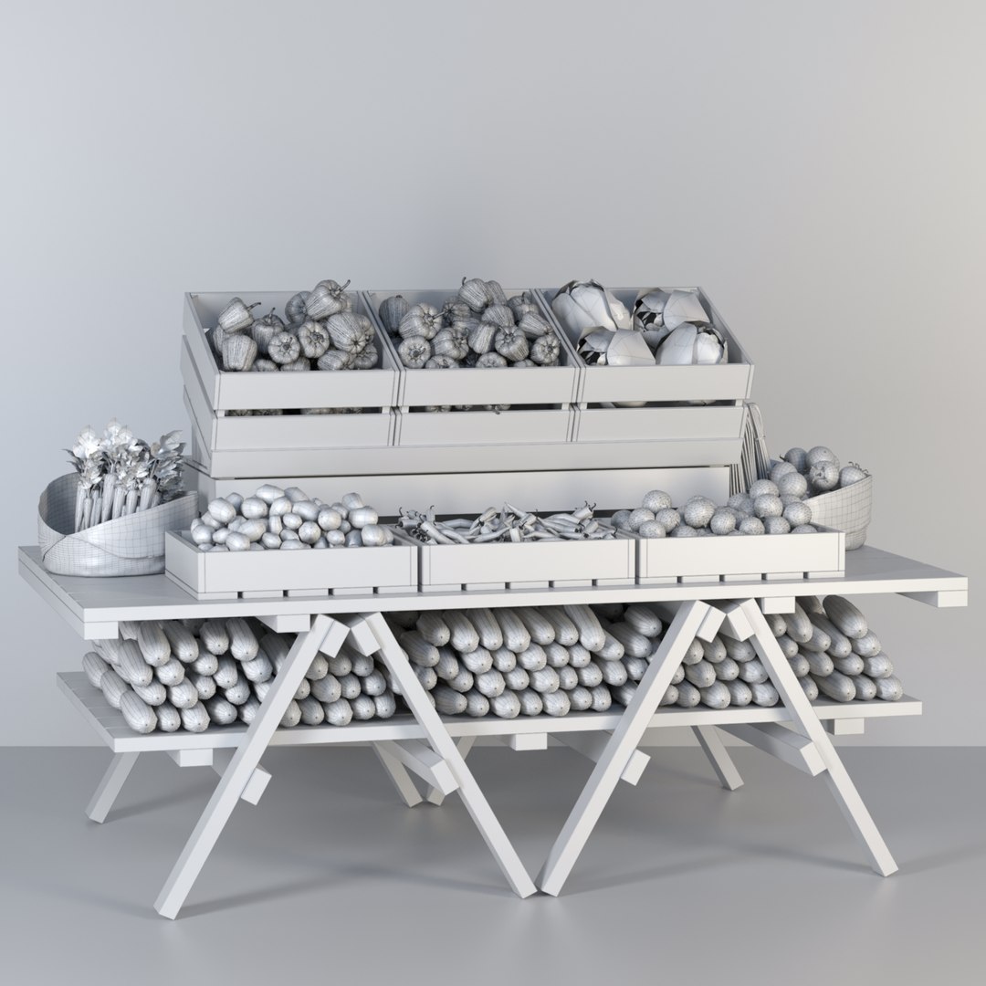 Market showcase with vegetables 2 3D model - TurboSquid 1724627