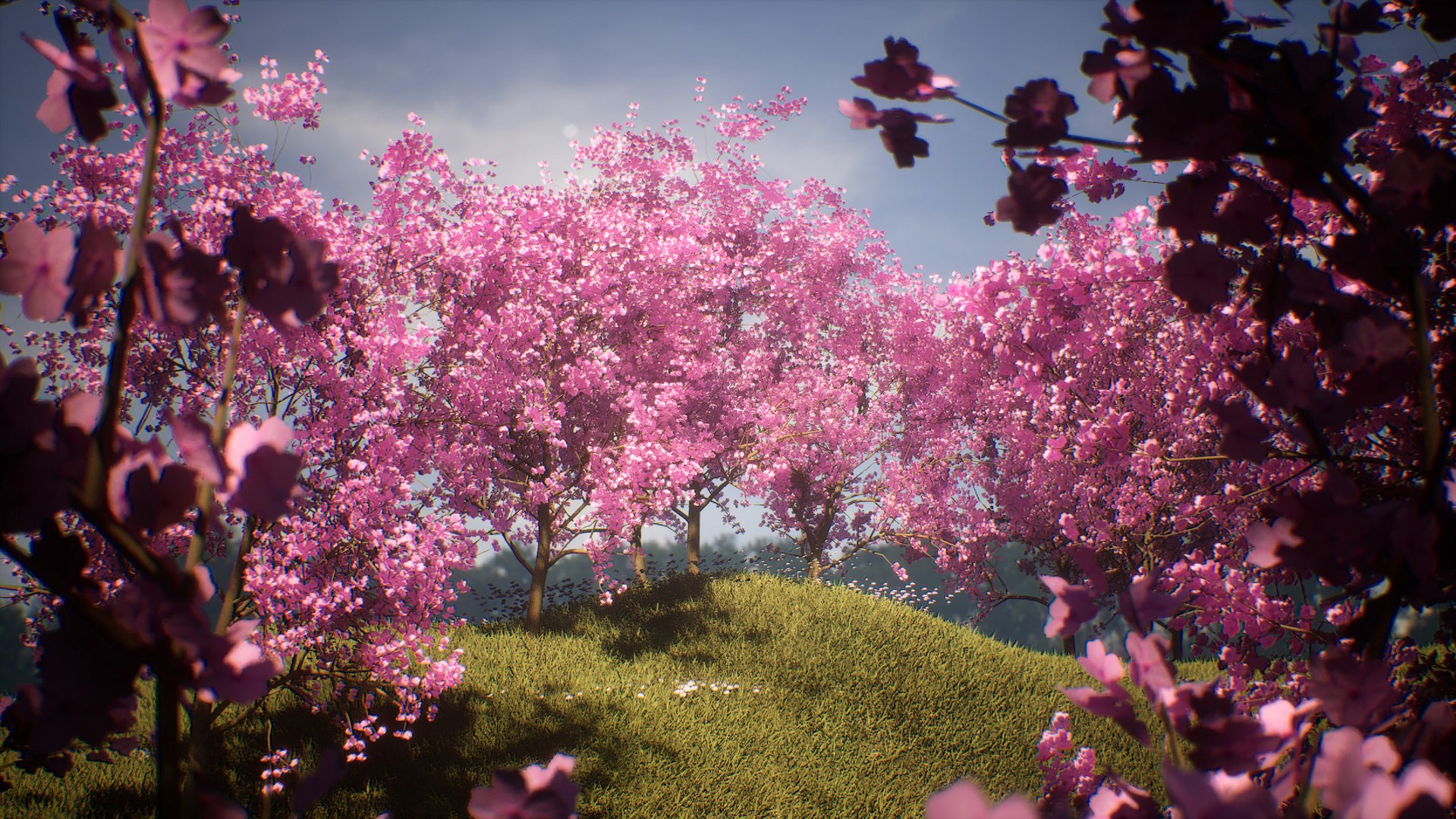Pink Flowering Trees Forest 3d Scene Environment 3D - TurboSquid 2155976