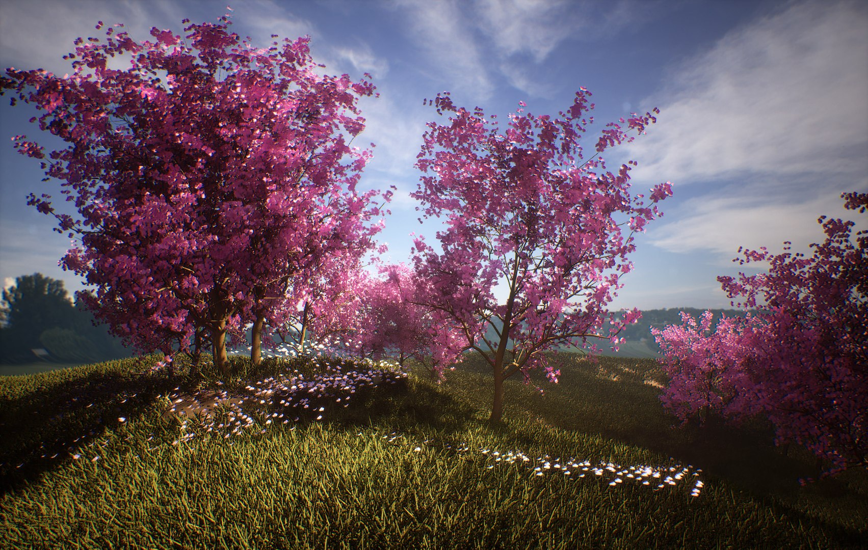 Pink Flowering Trees Forest 3d Scene Environment 3D - TurboSquid 2155976