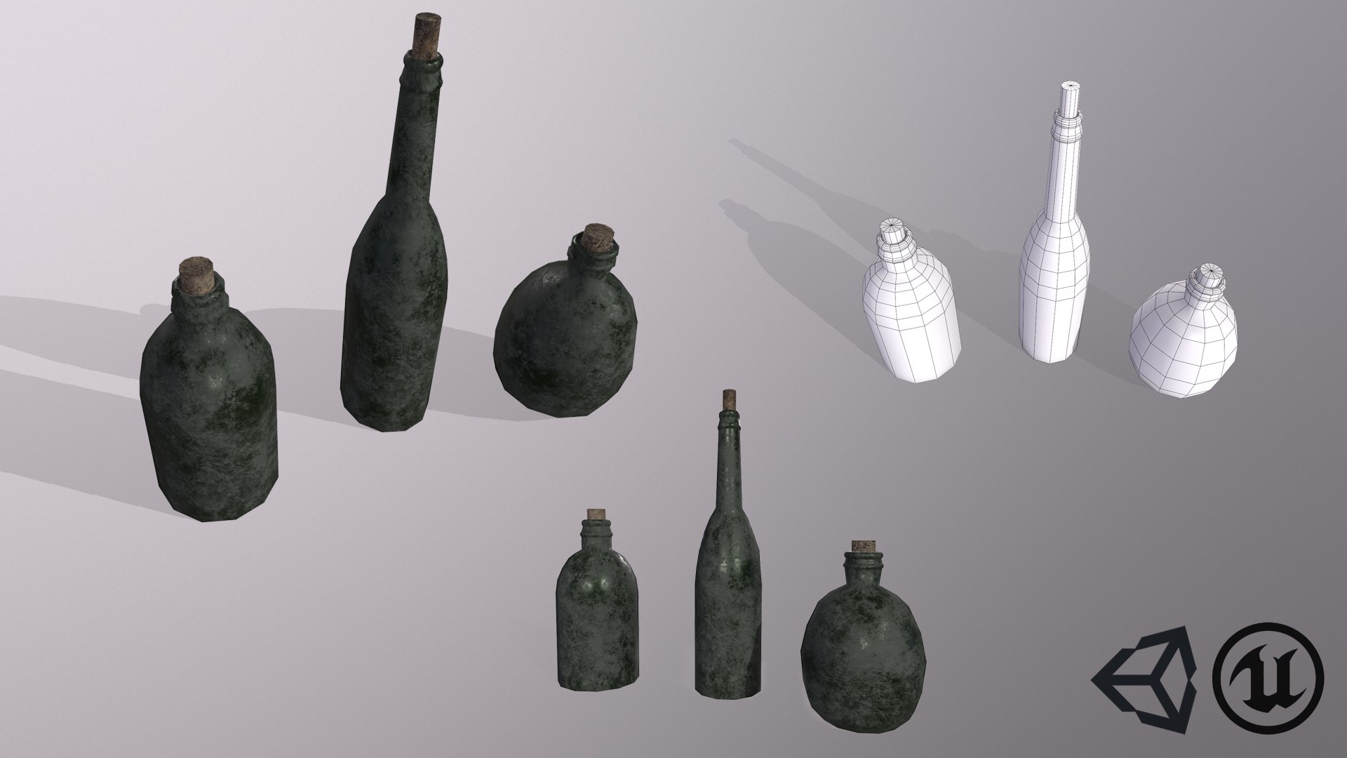 Wine Bottles - Game Ready 3D Model - TurboSquid 1842915