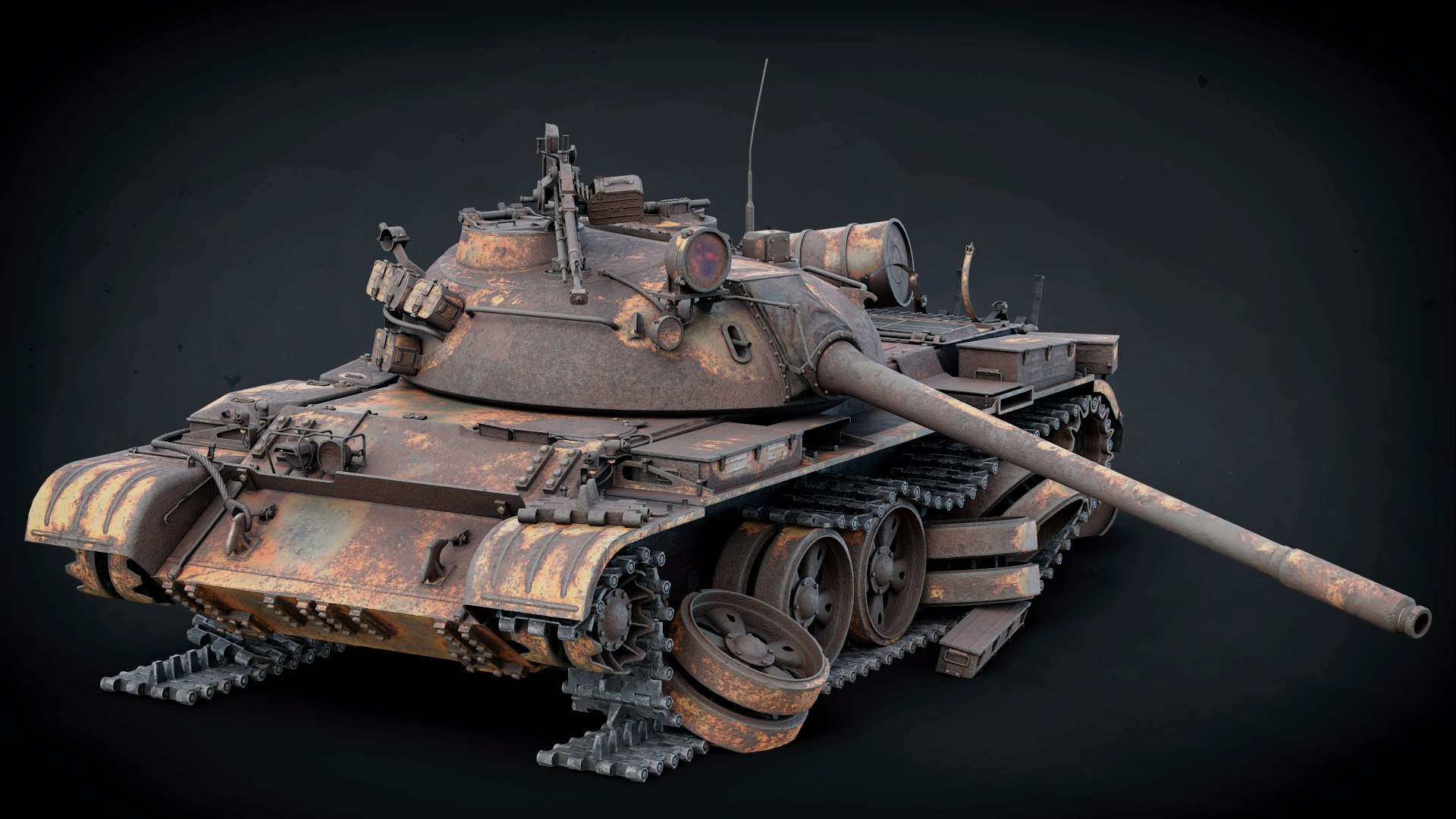3D T55A Destroyed Tank - TurboSquid 2149661