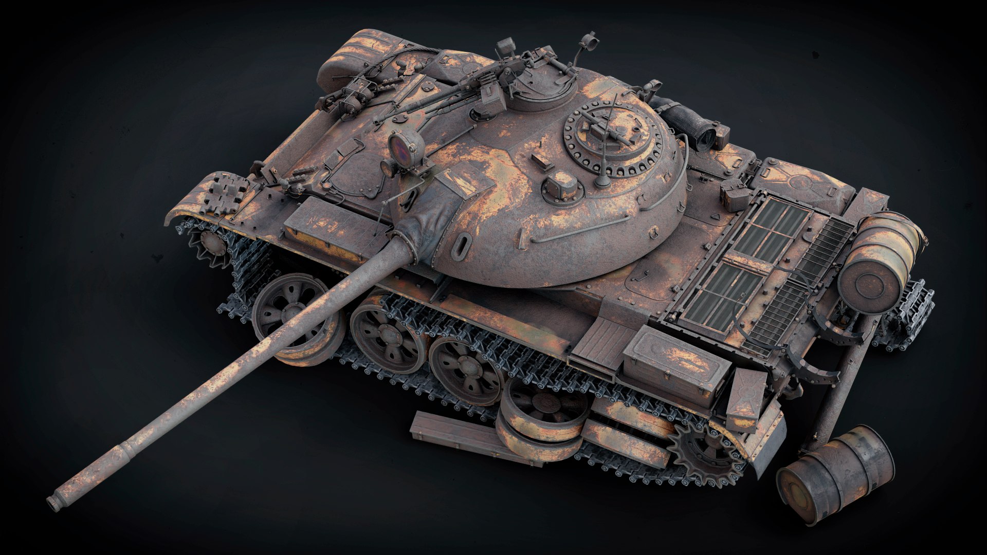 3D T55A Destroyed Tank - TurboSquid 2149661