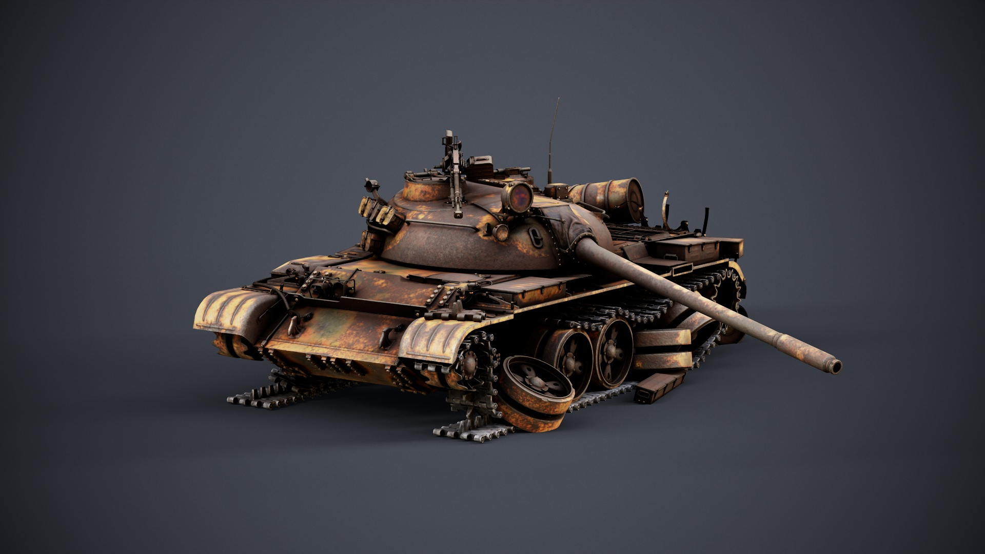 3D T55A Destroyed Tank - TurboSquid 2149661