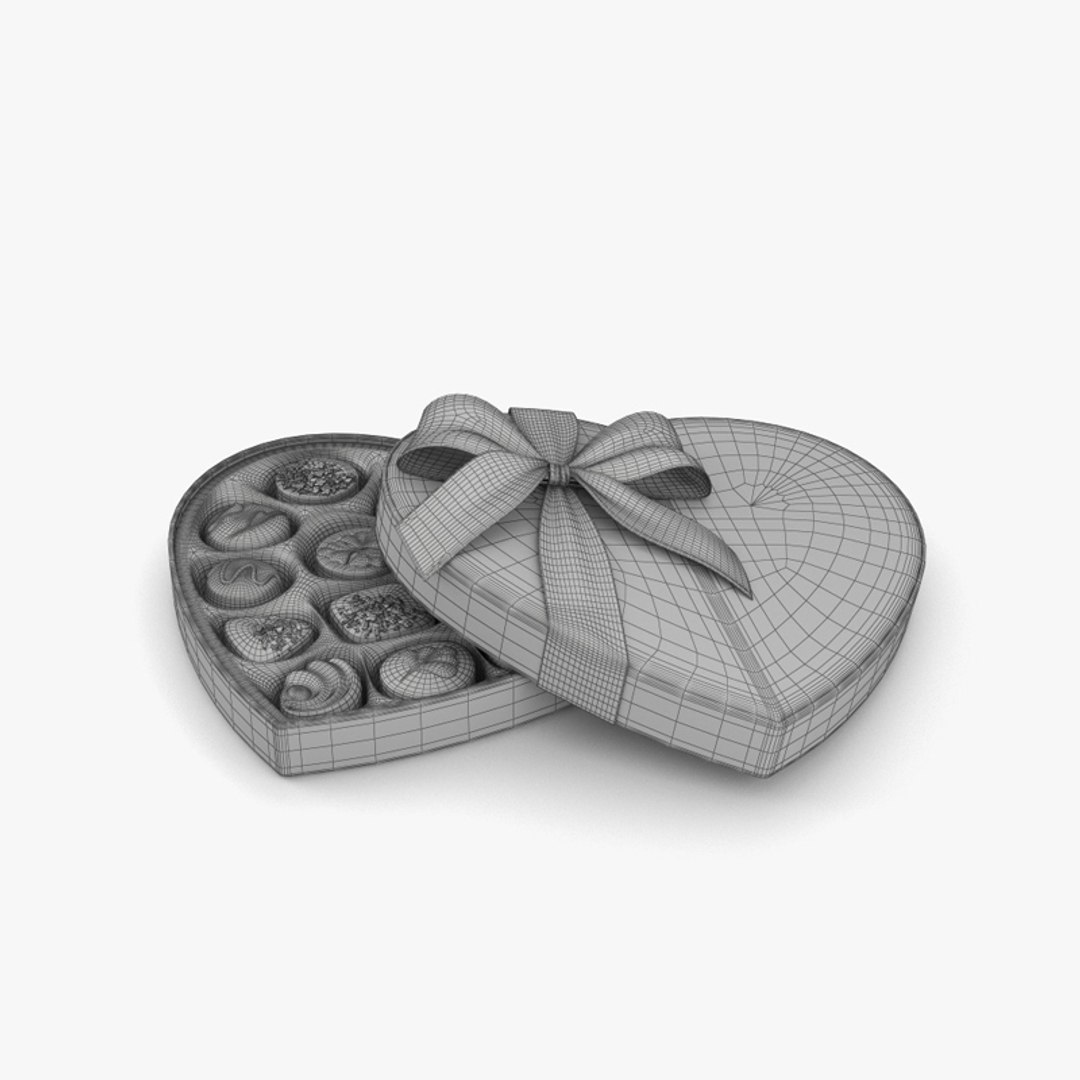 3D Chocolate Box Heart model - TurboSquid 1716382