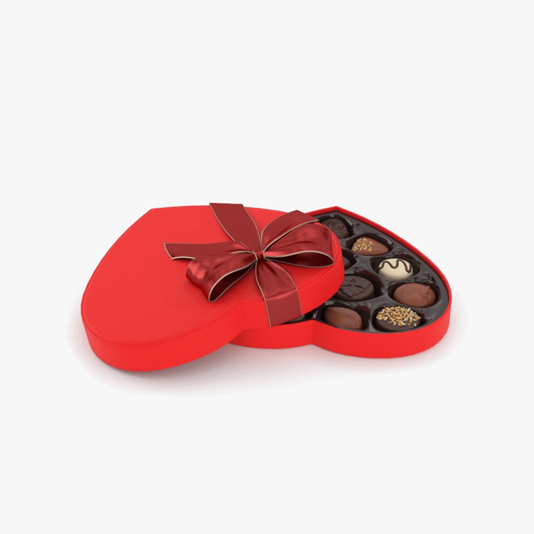 3D Chocolate Box Heart model - TurboSquid 1716382