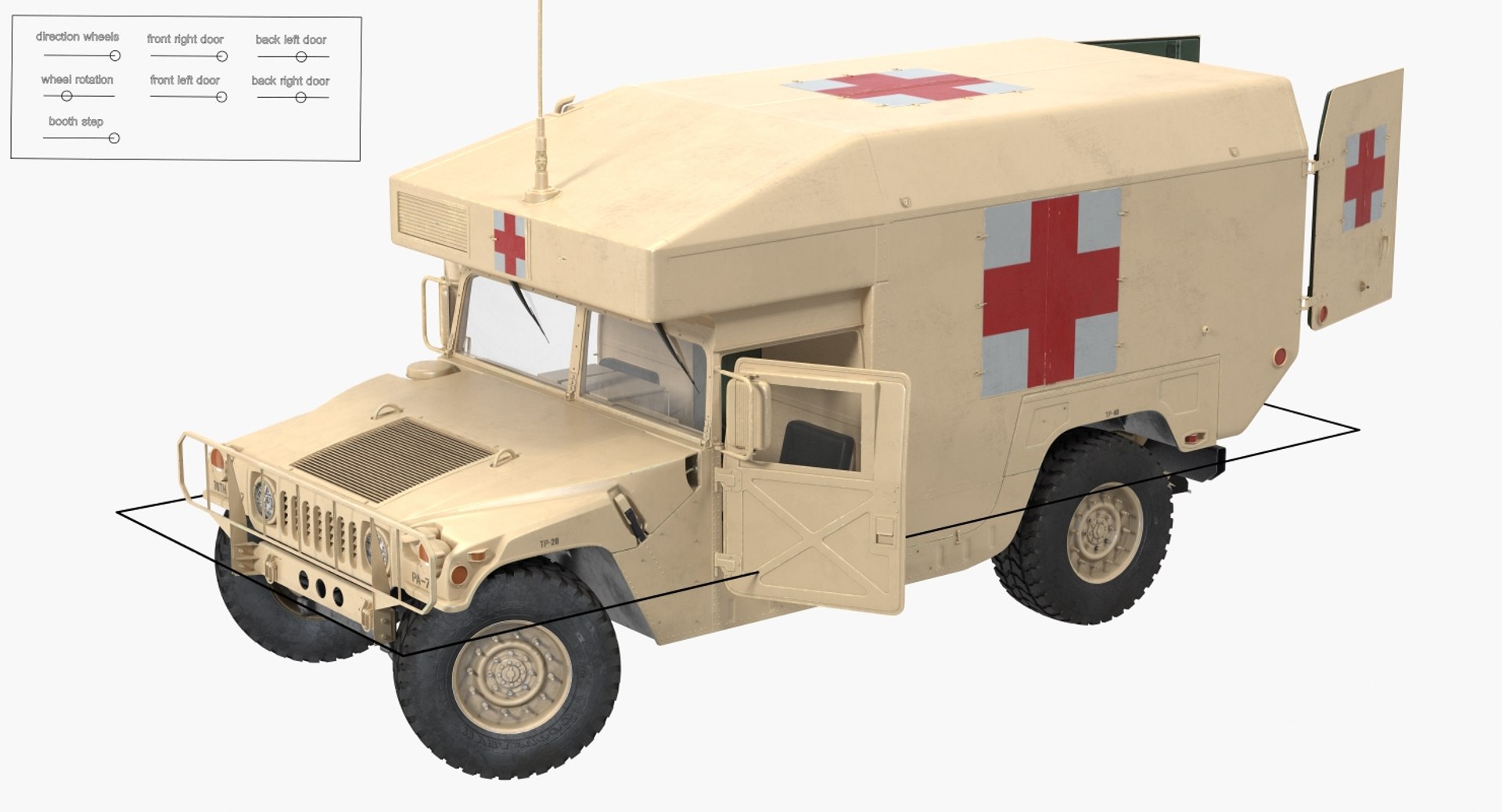 3d model ambulance car hmmwv m997