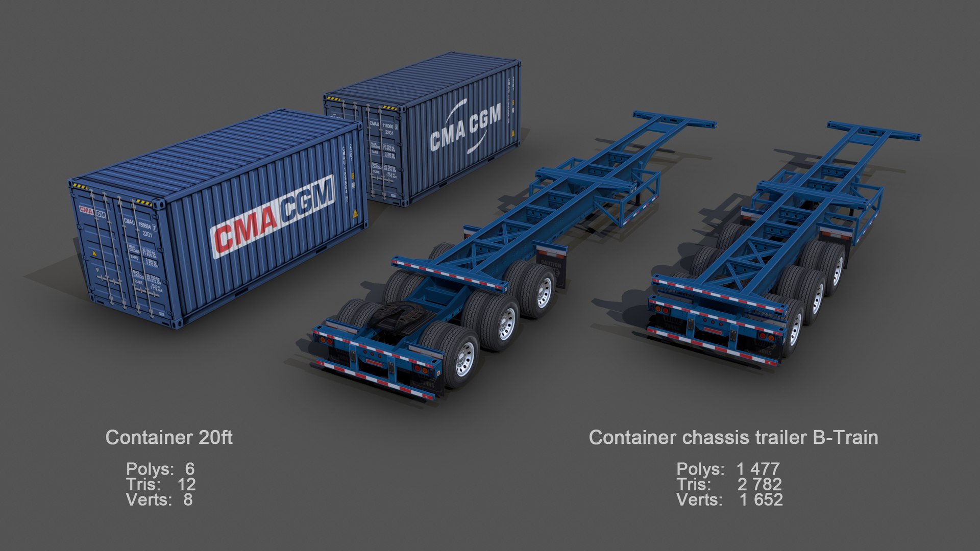 3D container 20ft chassis trailer - TurboSquid 1503371
