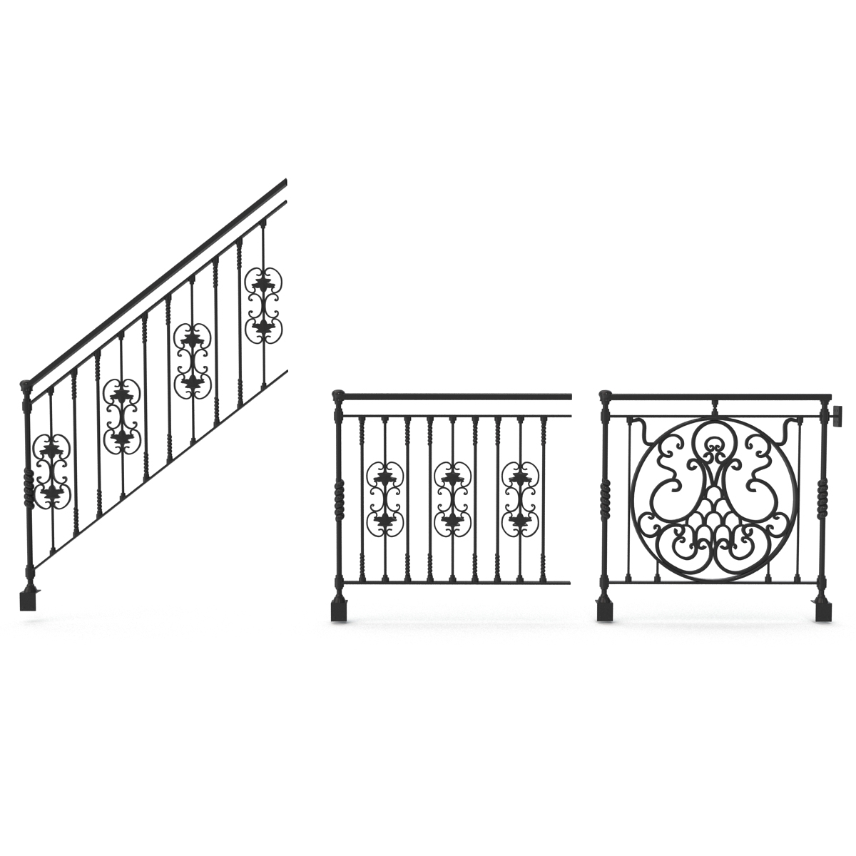 3d ornate railings set design