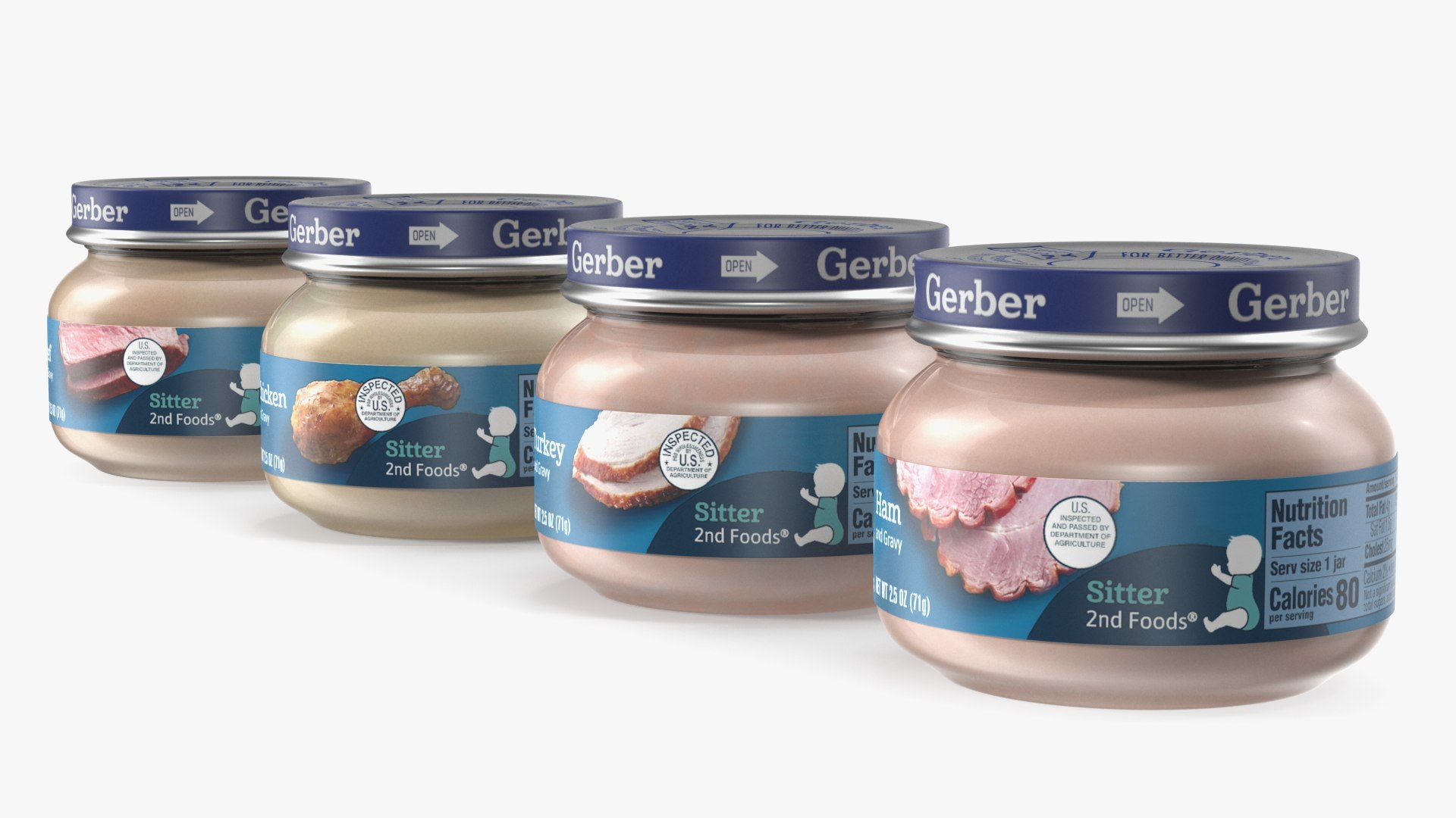 Gerber Baby Food Jars 71g Set 3D Model - TurboSquid 2097756