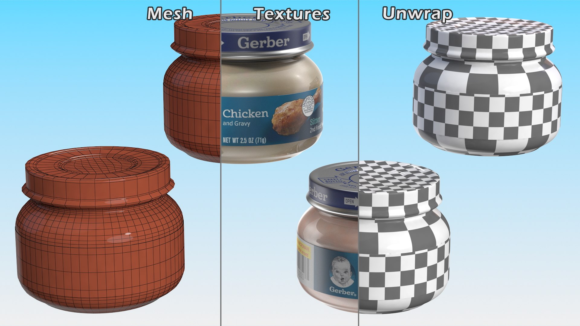 Gerber Baby Food Jars 71g Set 3D Model - TurboSquid 2097756