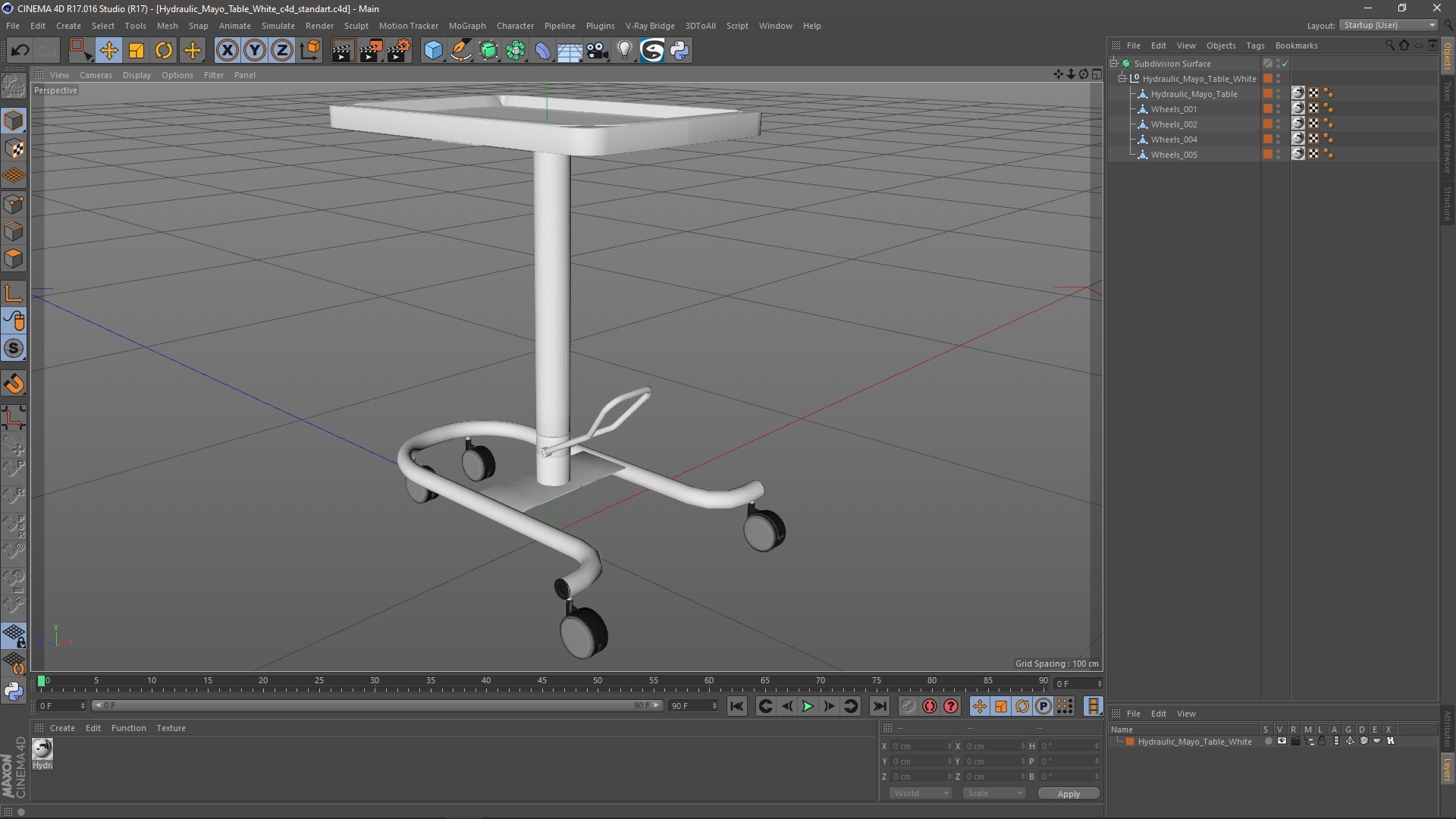 3D Hydraulic Mayo Table White Model - TurboSquid 2246255