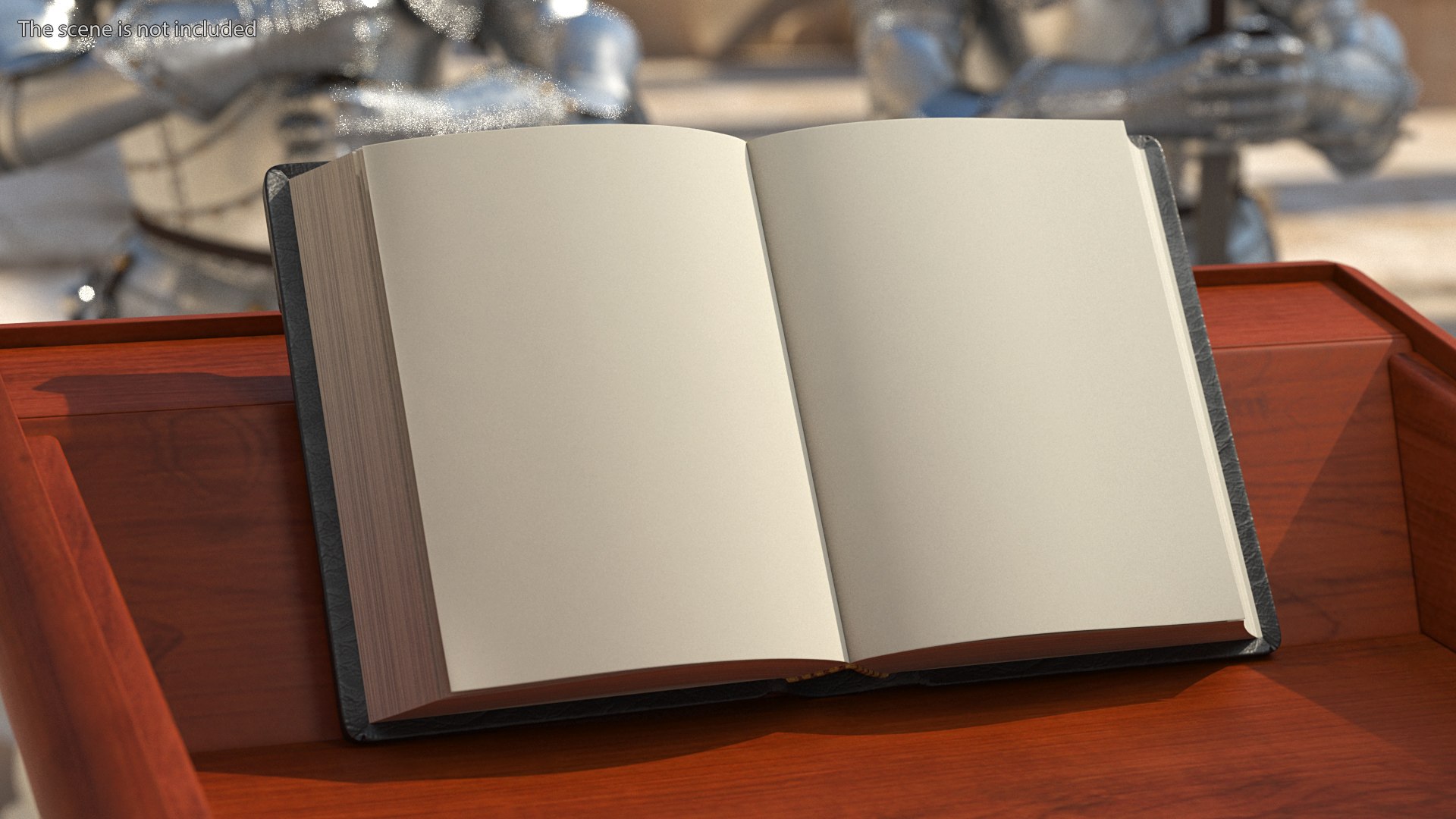 3D Old Ornate Open Book Black Leather model - TurboSquid 1780561