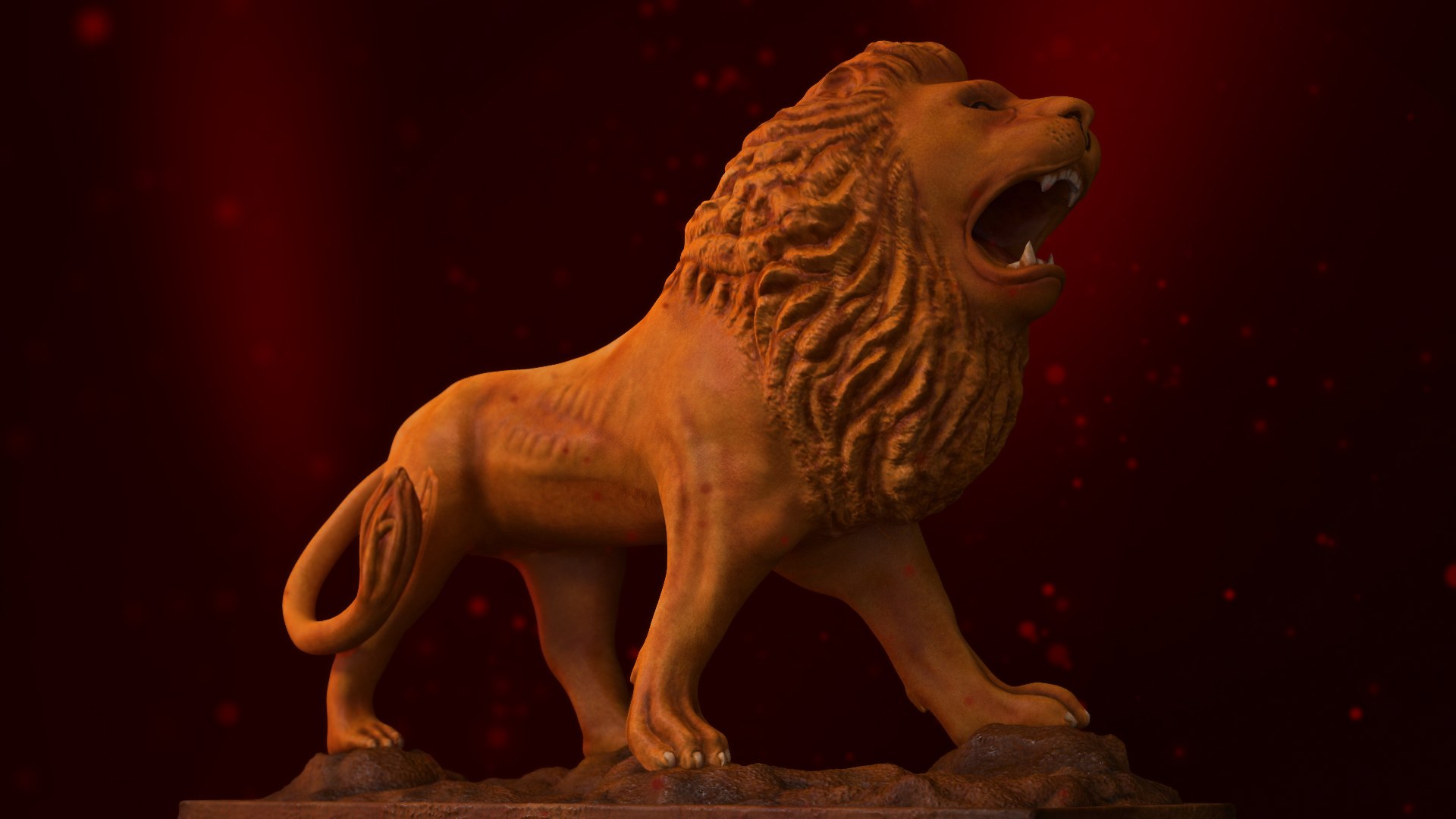 Lion Statue 3d 3ds