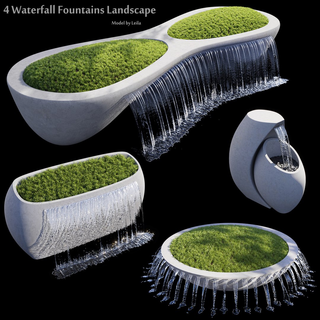 Waterfall Fountains Modern Landscape 3D Model - TurboSquid 2054729