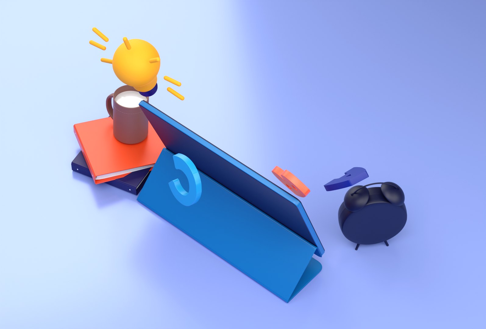 3D Tablet Display Kids Learning 3D Illustration Low Poly Model ...