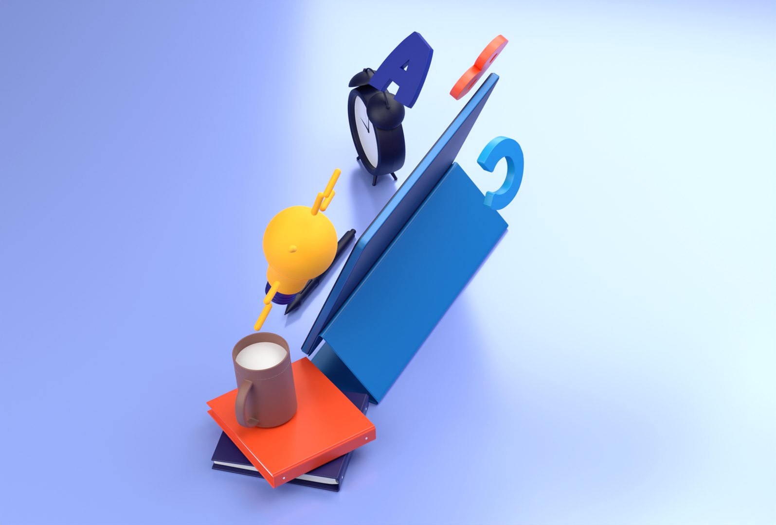 3D Tablet Display Kids Learning 3D Illustration Low Poly Model ...