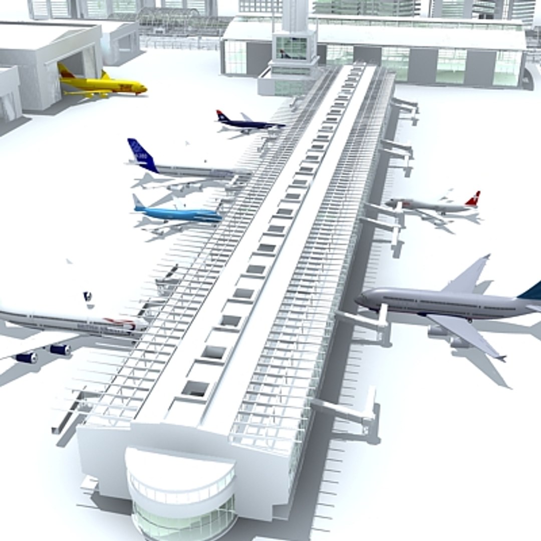 Airport Road Train 3d Model