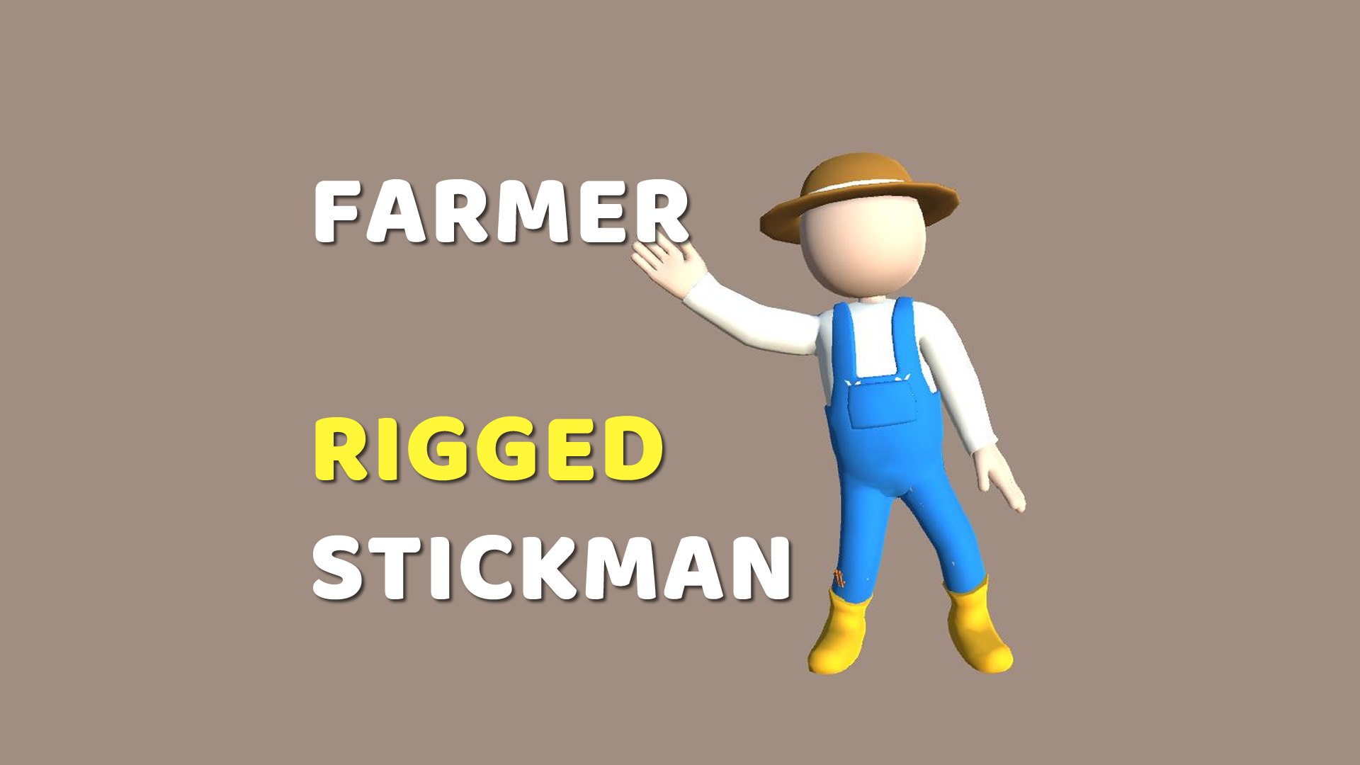 Farmer- Simple Low Poly Stickman Character Low-poly 3D model 3D model ...