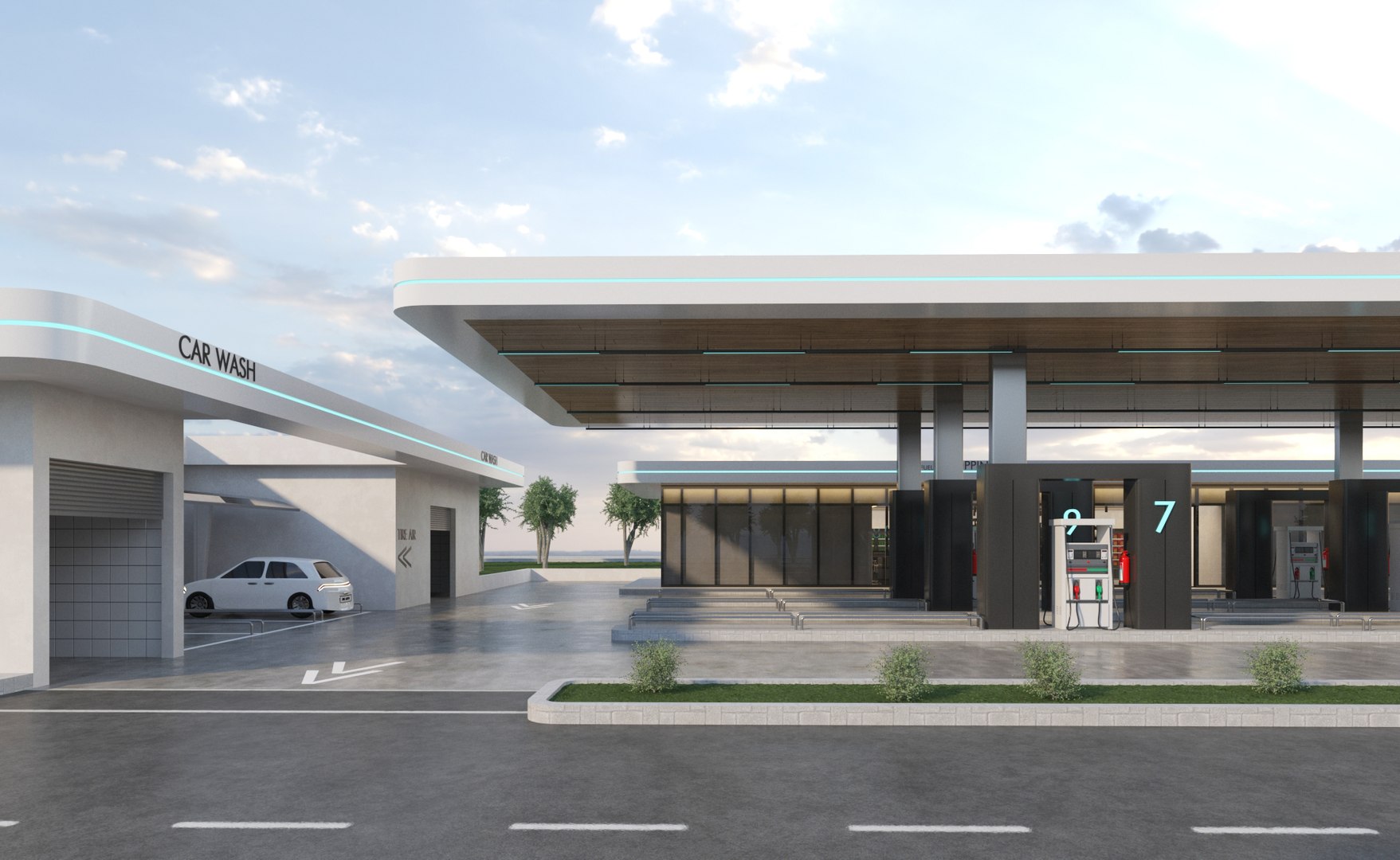3D Modern Gas And EV Charging Station - TurboSquid 2272966