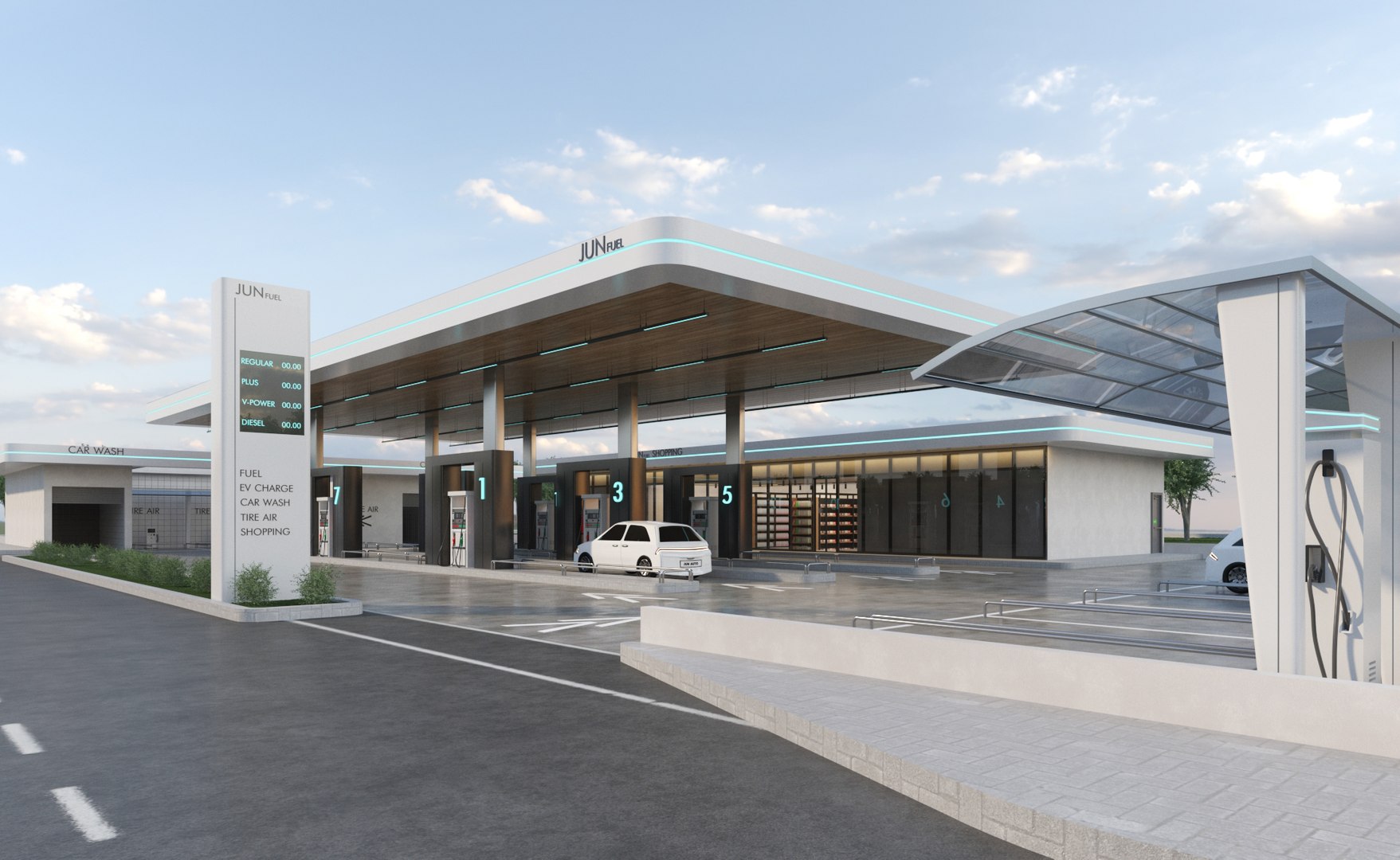 3D Modern Gas And EV Charging Station - TurboSquid 2272966