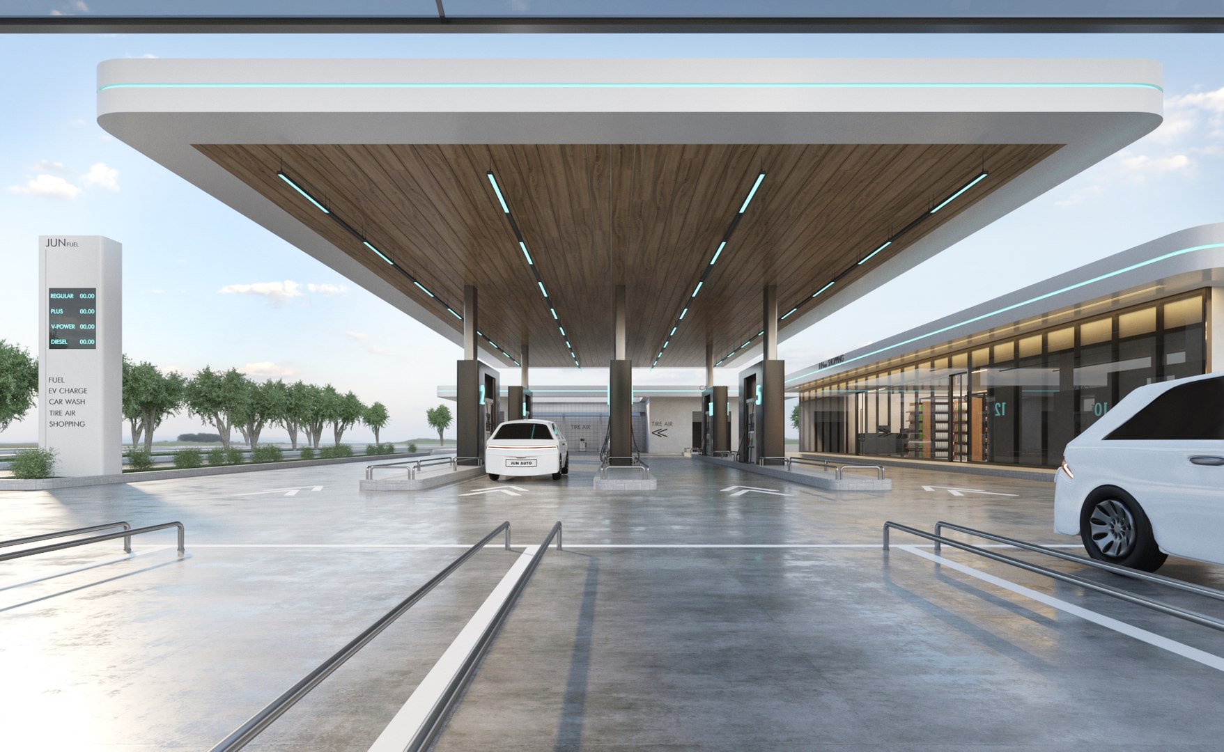 3D Modern Gas And EV Charging Station - TurboSquid 2272966