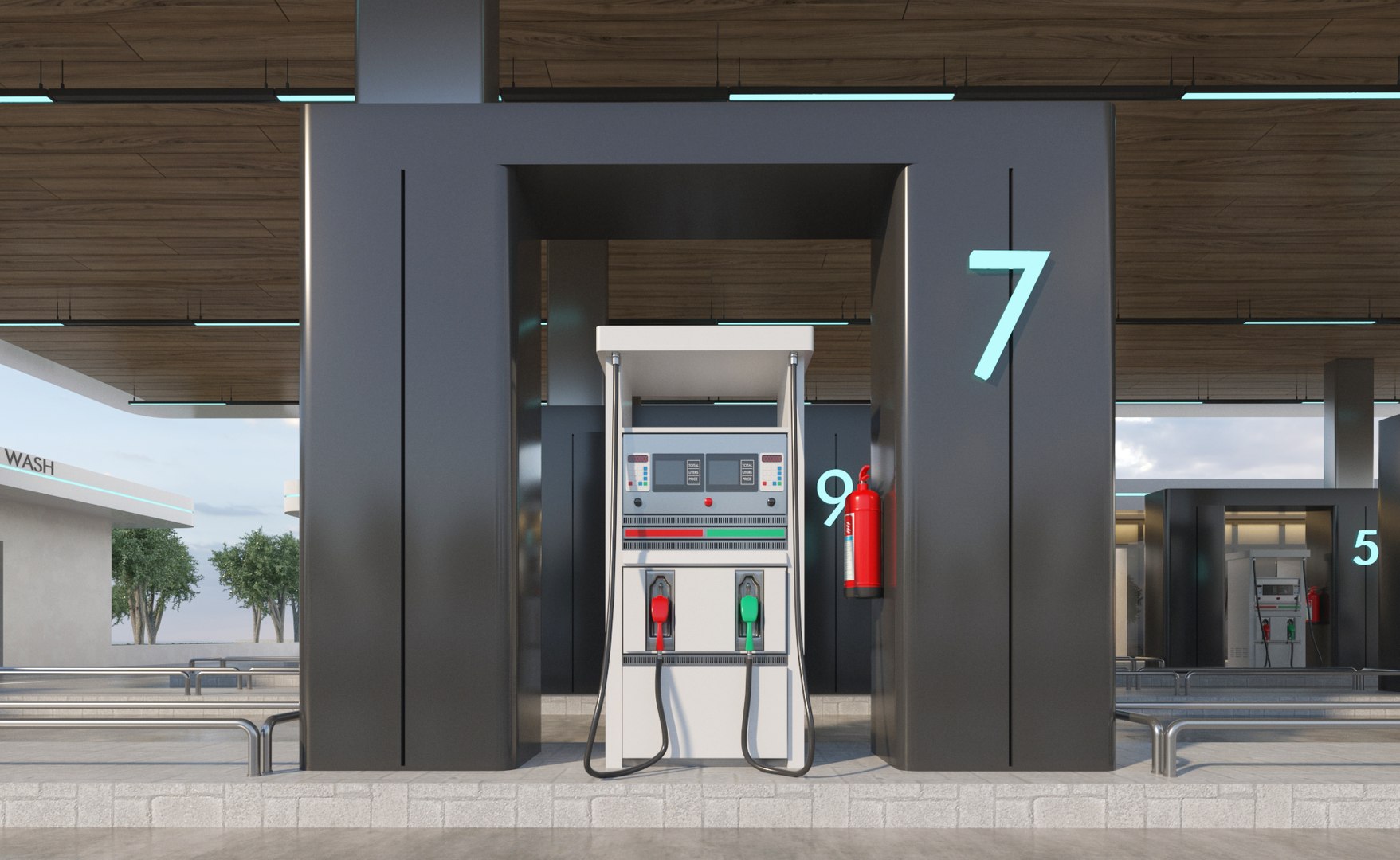 3D Modern Gas And EV Charging Station - TurboSquid 2272966