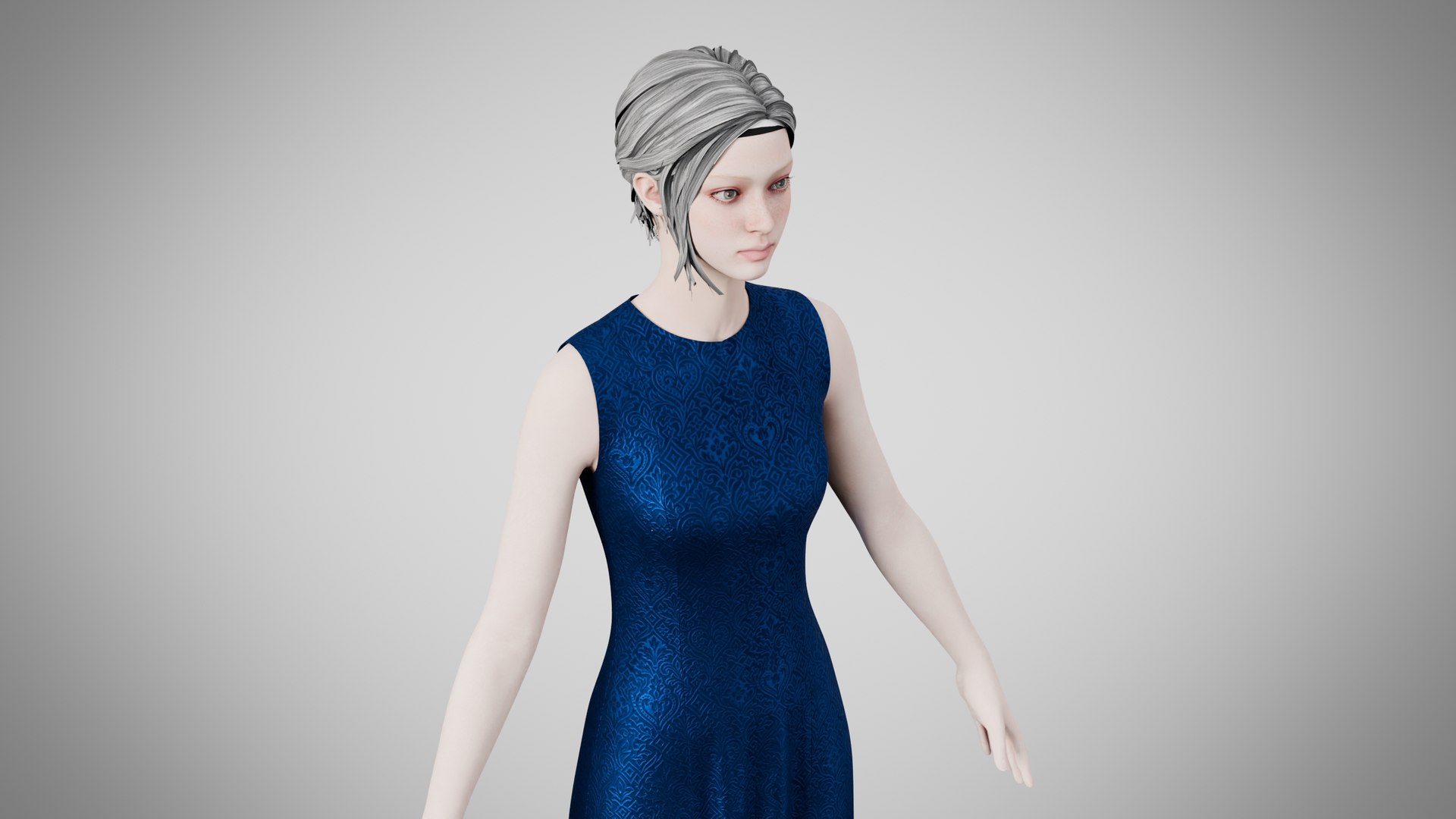 Dress 43 Indigo Velvet With Design 3D Model - TurboSquid 2522385