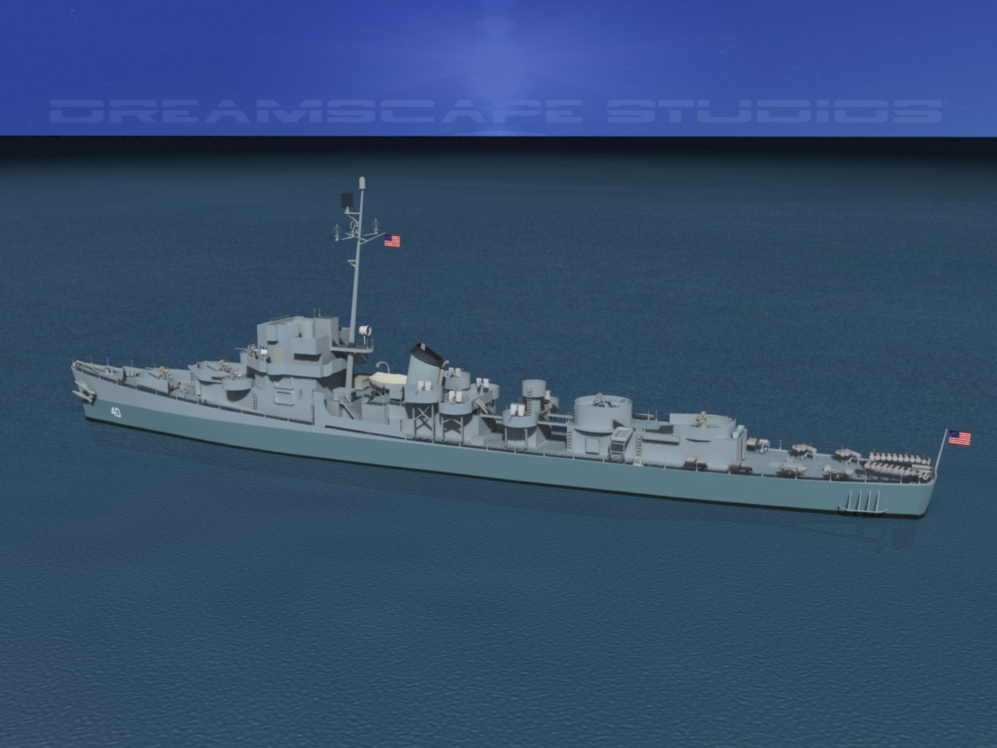 3d model depth 40 evarts class destroyer