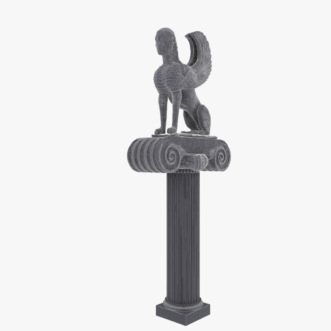 3d Stone Statue Sphinx Model