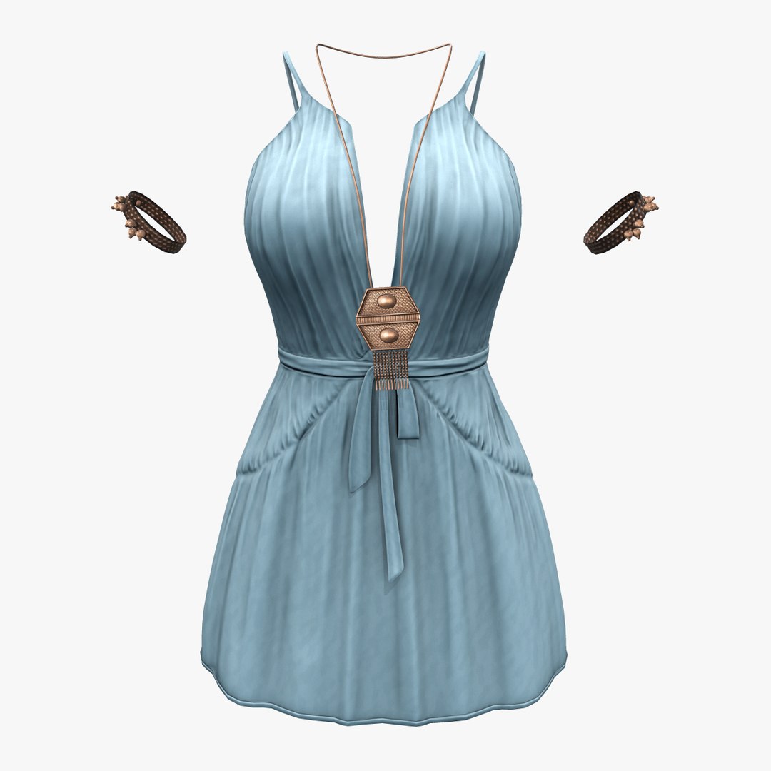 Casual Cute Ruffle Dress Boho Chic Outfit 3D model - TurboSquid 1955905