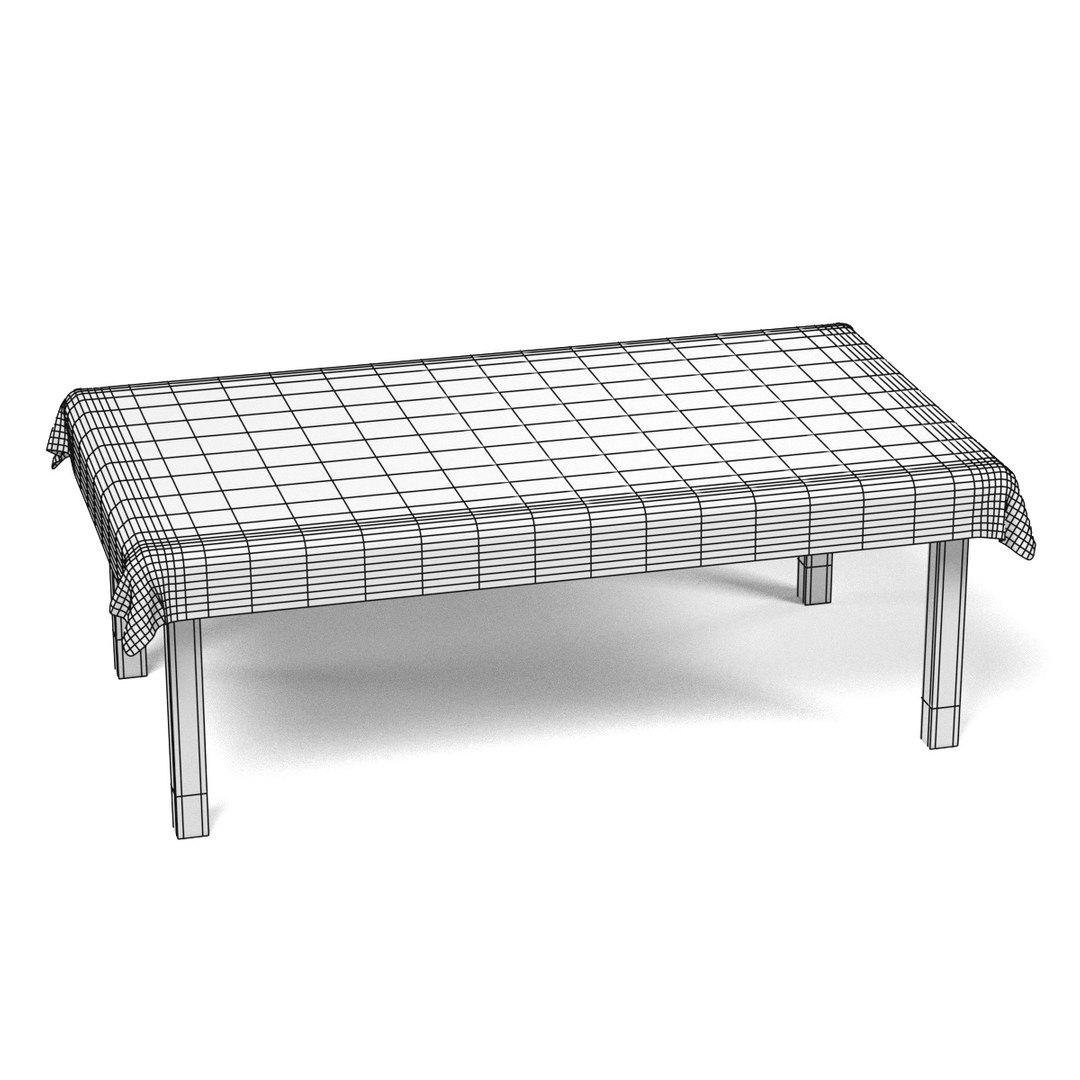 3d Model Table Tablecloth Rectangular