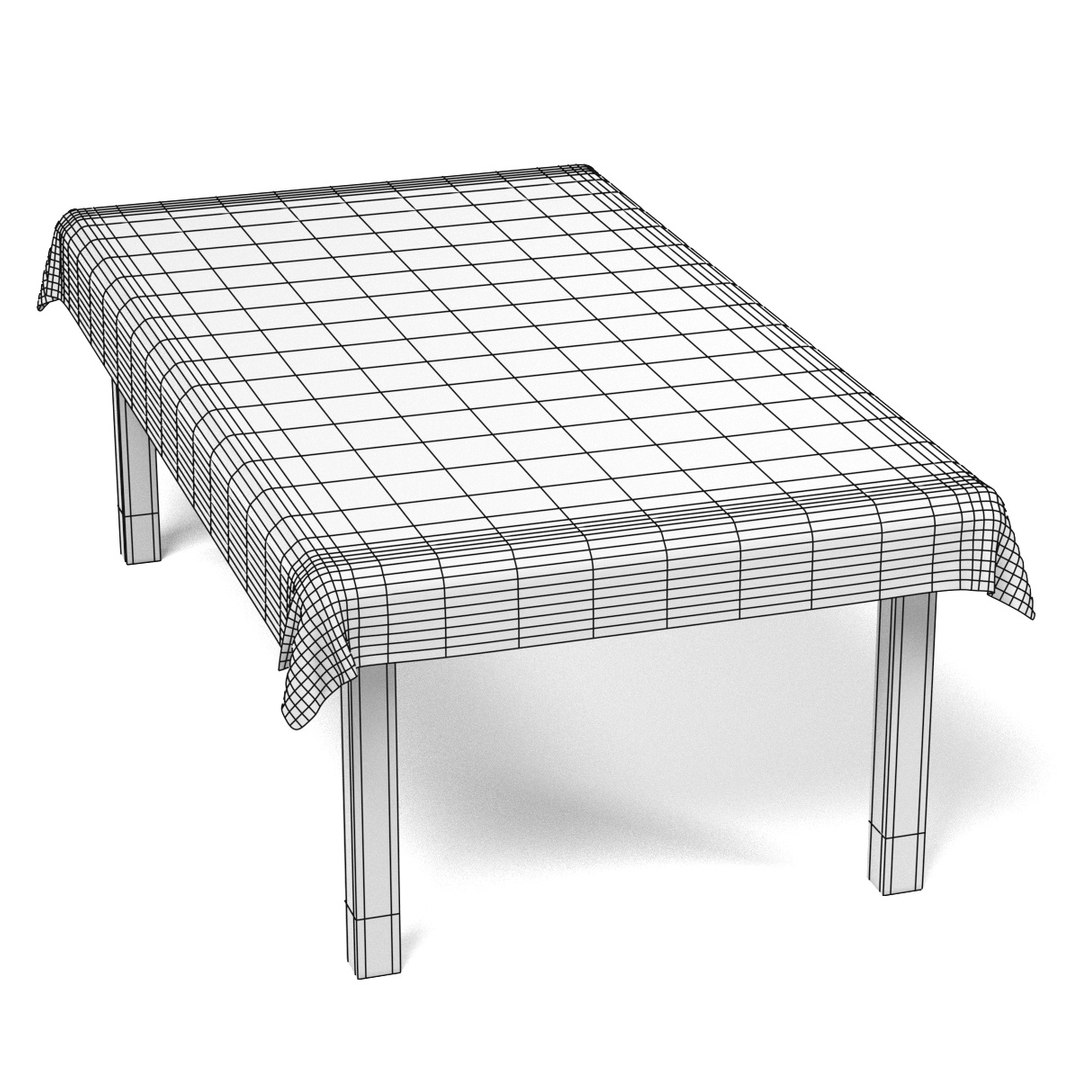 3d Model Table Tablecloth Rectangular