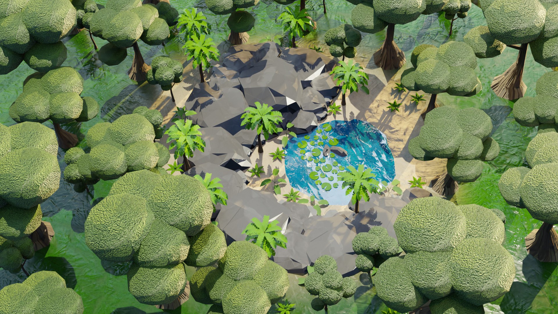3D Game Ready Stylized Oasis Lake - TurboSquid 2267948