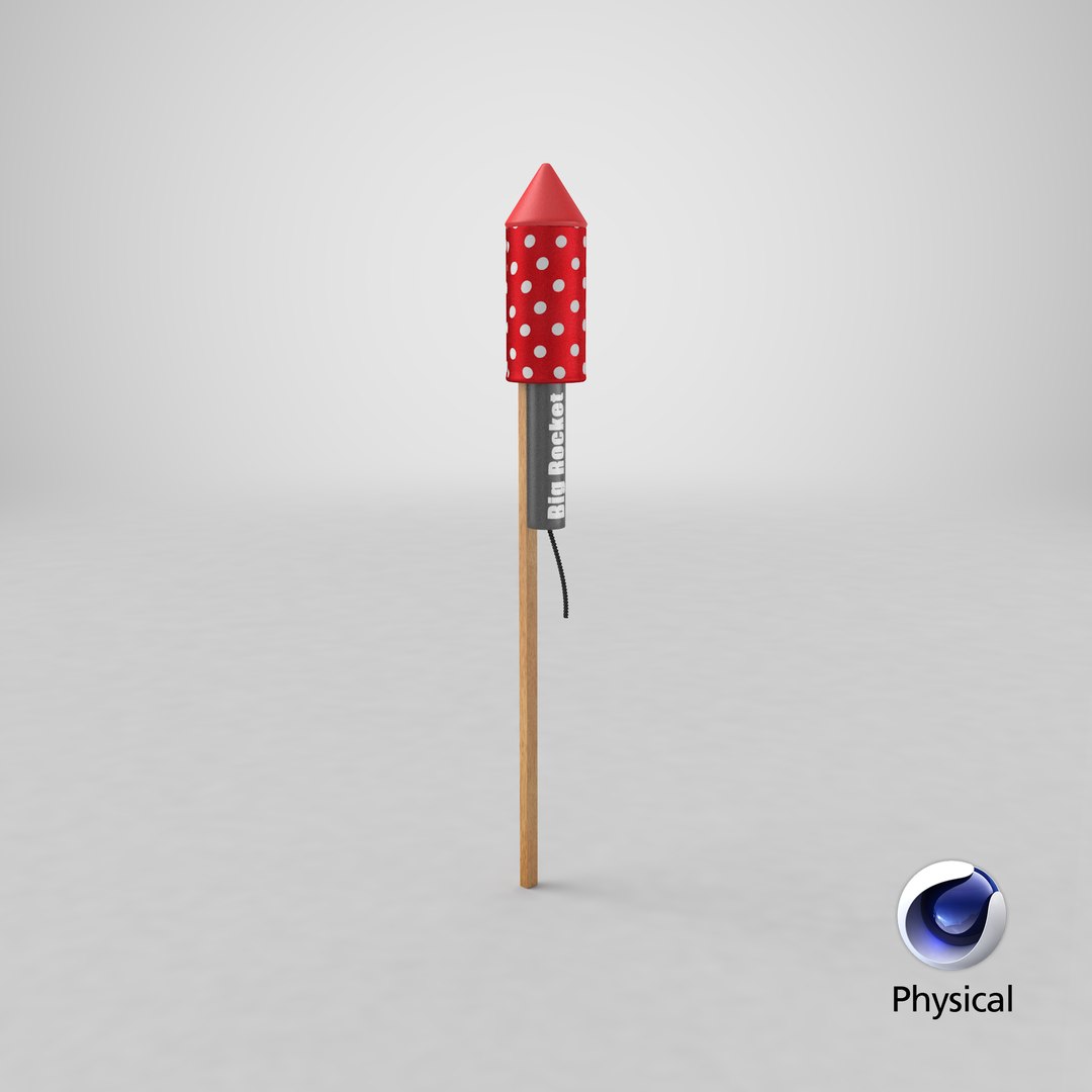 Red firework rocket 3D - TurboSquid 1301661