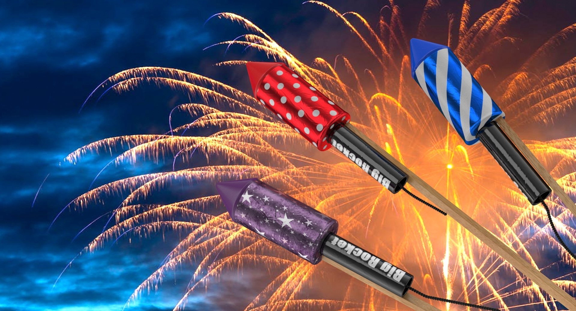 Red firework rocket 3D - TurboSquid 1301661