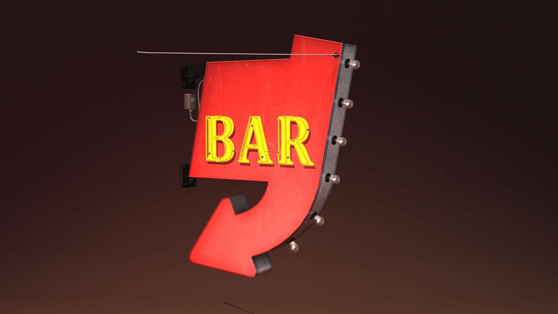 3D retro bar sign model - TurboSquid 1401804